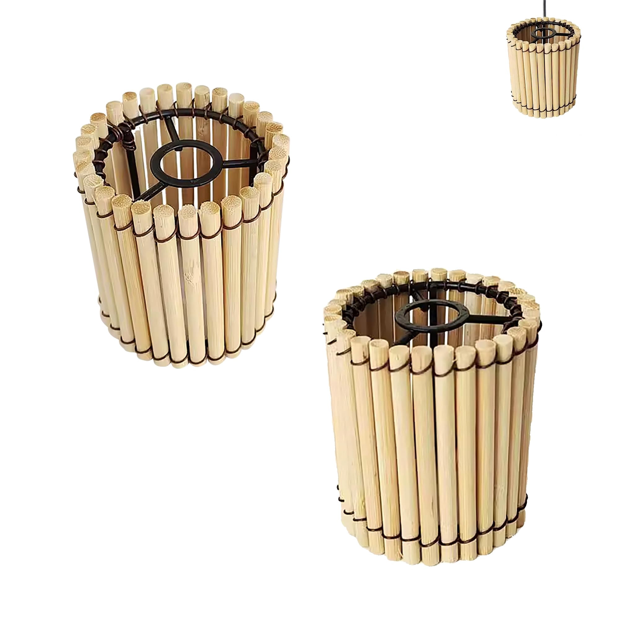 FSLiving 2-Pack Mini Natural Bamboo Weaving Fixture Replacement Shades ...