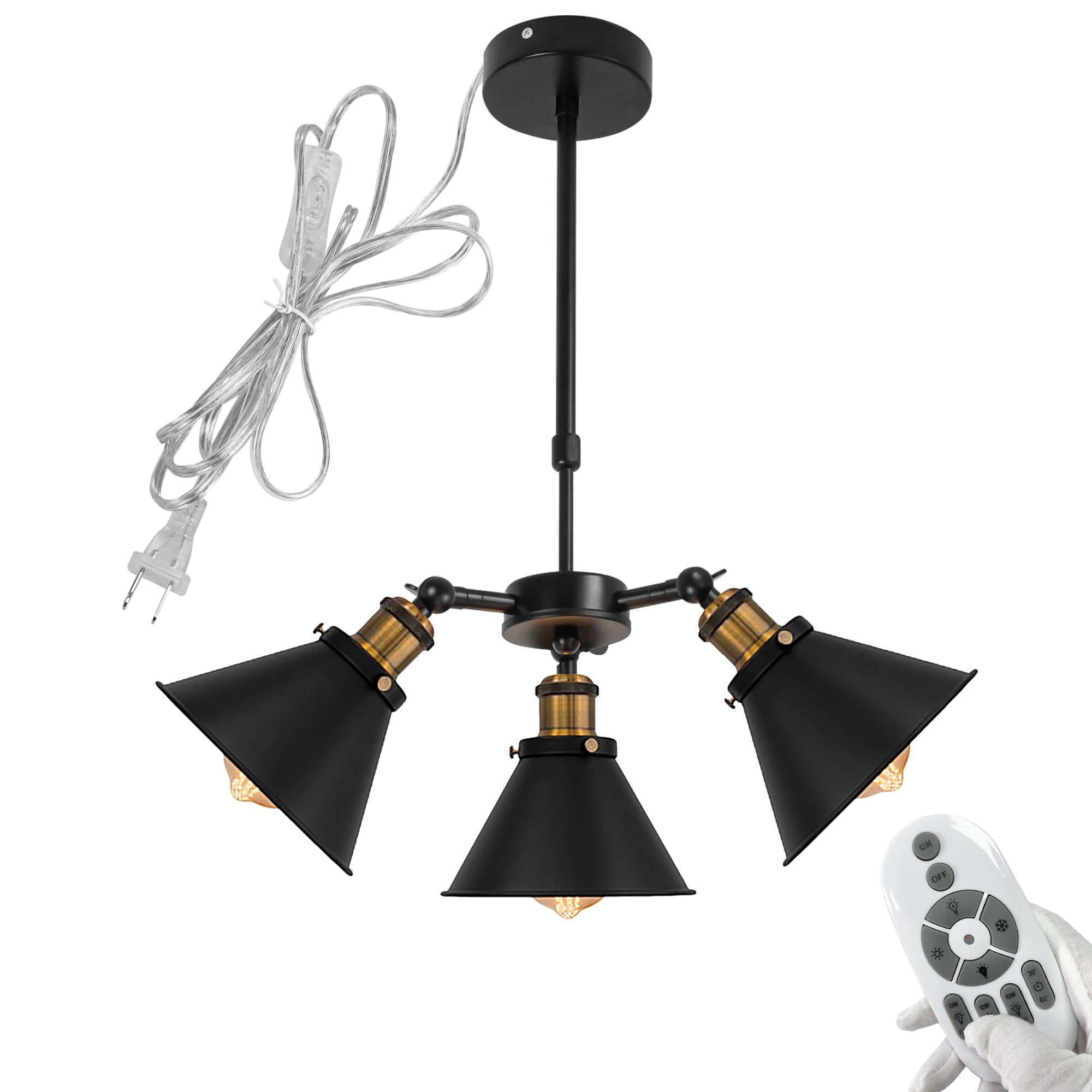 FSLiving 3-Heads Farmhouse Candle Lamp Adjustable Height Telescoping ...