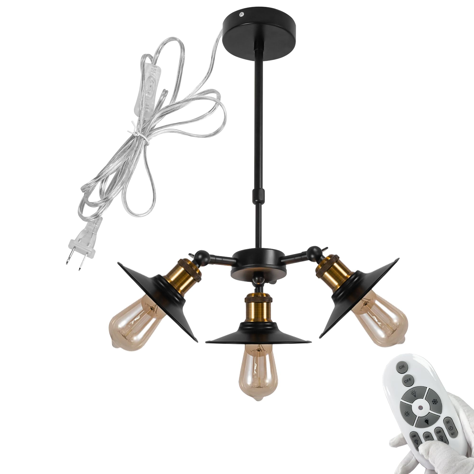 FSLiving 3-Heads Farmhouse Candle Lamp Adjustable Height Telescoping ...