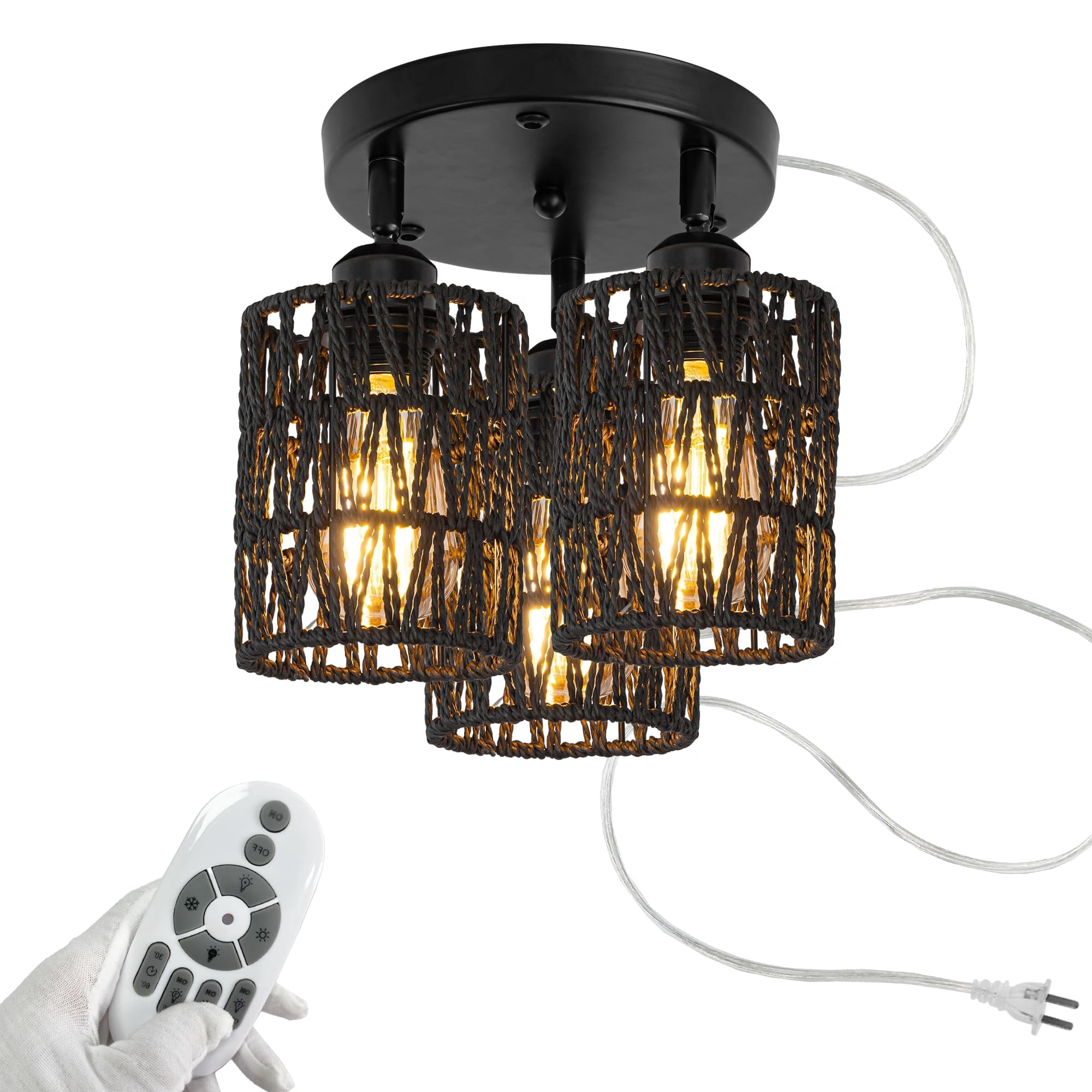 FSLiving 3-Lights Adjustable Gimbaled Light, 15ft Plug-in UL Cord by ...