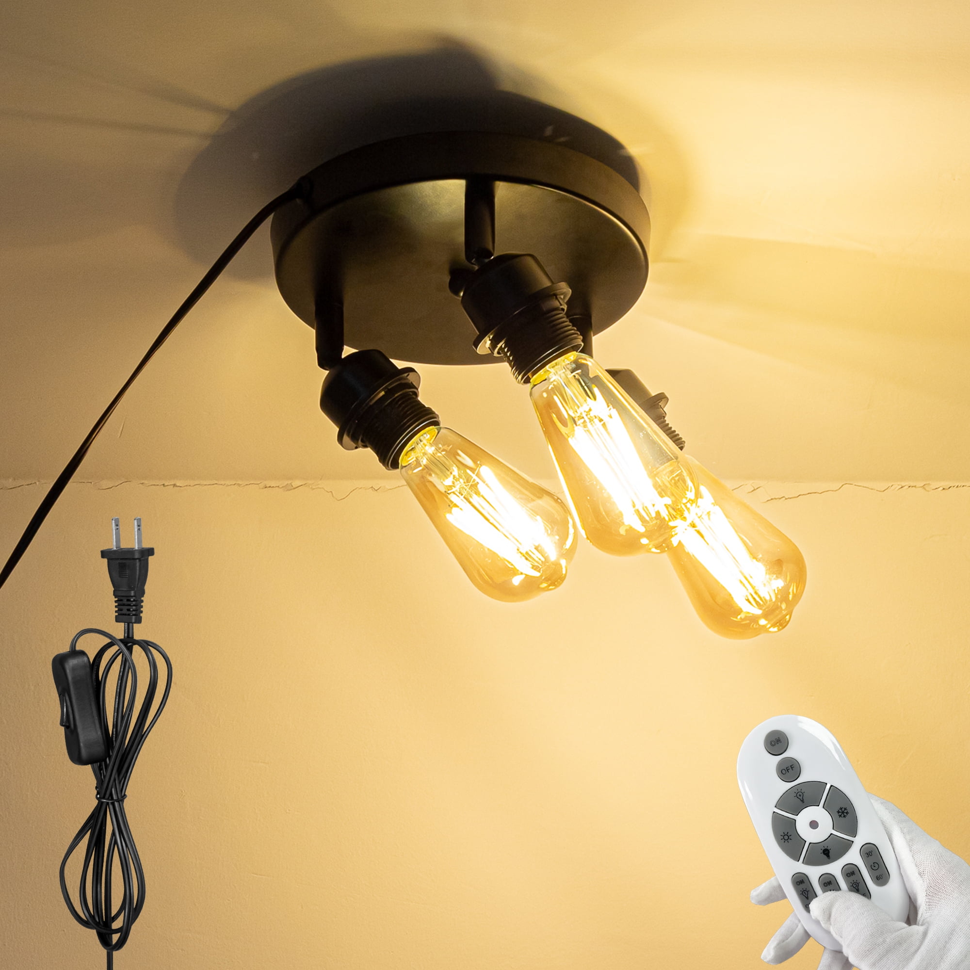 FSLiving 3-Lights Adjustable Slope Light with 15ft Plug-in UL ON/Off ...