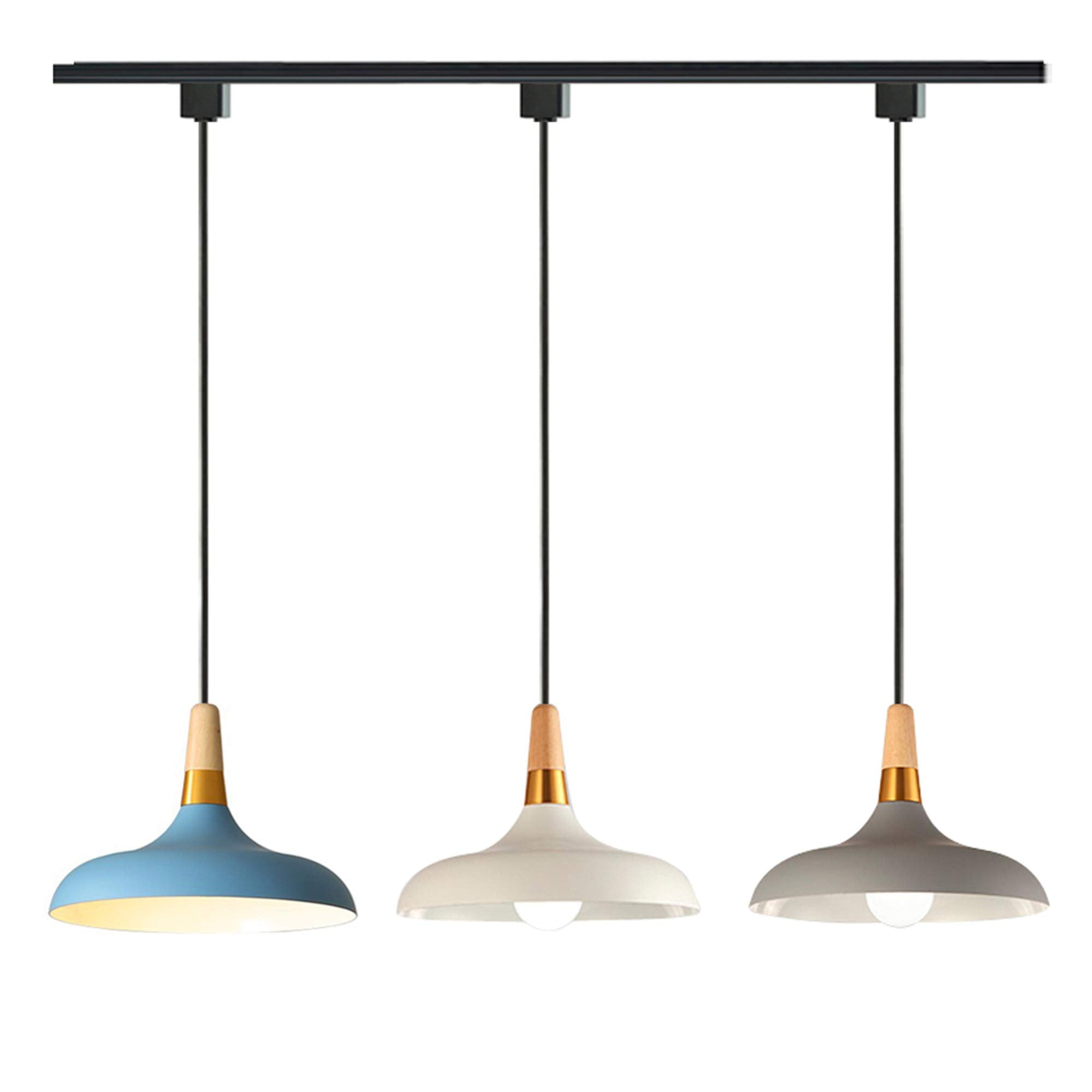FSLiving 3-Lights Dimmable Track Mount Pendant Light Macaron Metal Lamp ...