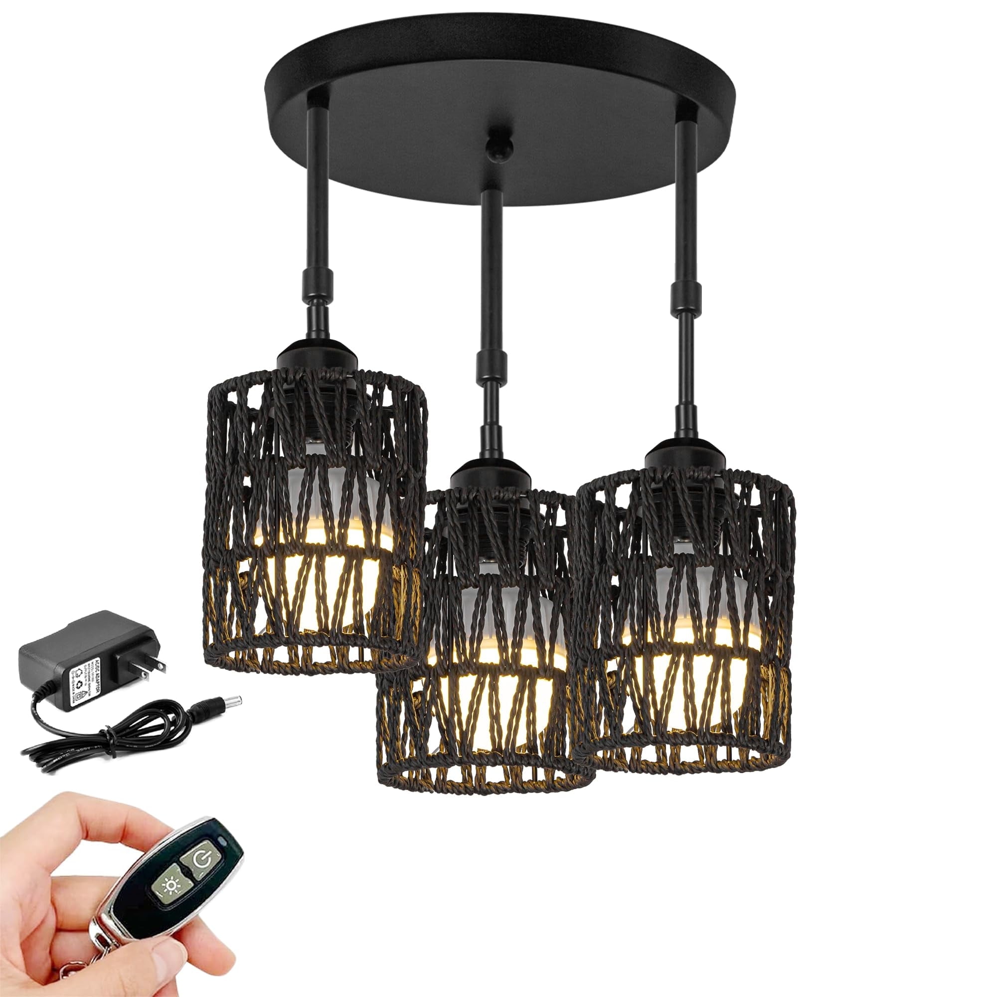 FSLiving 3 Lights RV Twine Braiding Rechargeable Battery Operated RGB ...