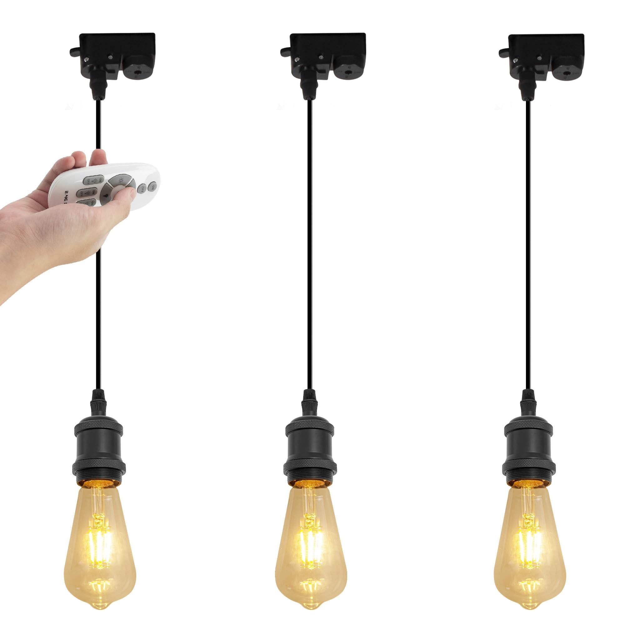 FSLiving 3-Pack 2-Wire Track Light Pendants Black Cord Timer Industrial ...