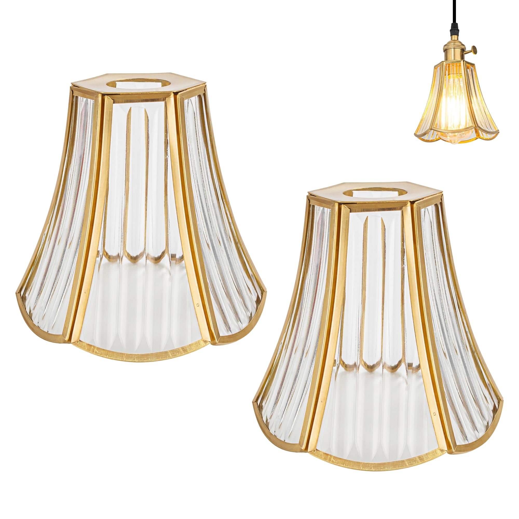 FSLiving 5.1" Water Ripple Filigree Designed Glass Lamp Shade ...