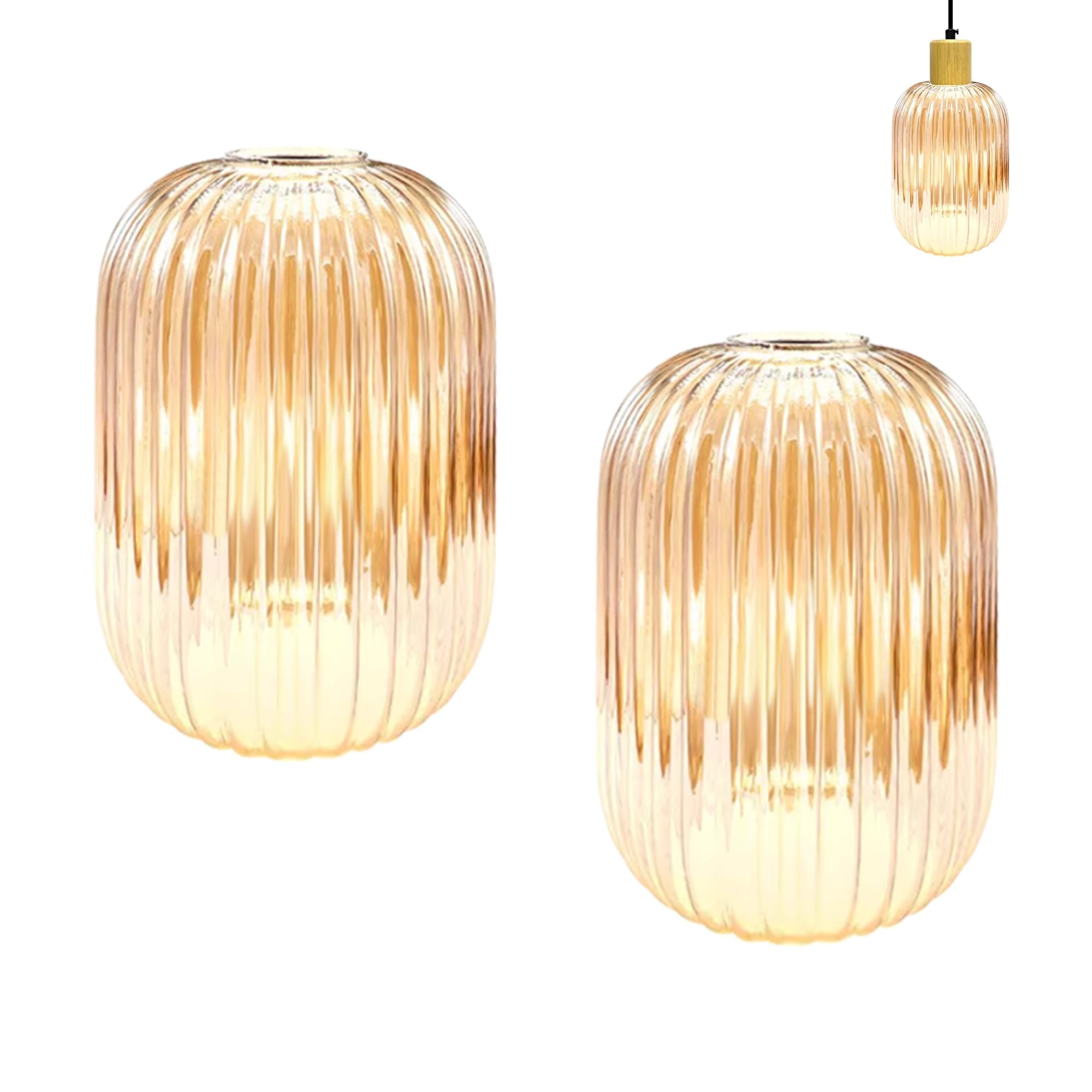 FSLiving 5.7" Clear Amber Glass Dome Lamp Shade Replacement, Mini ...