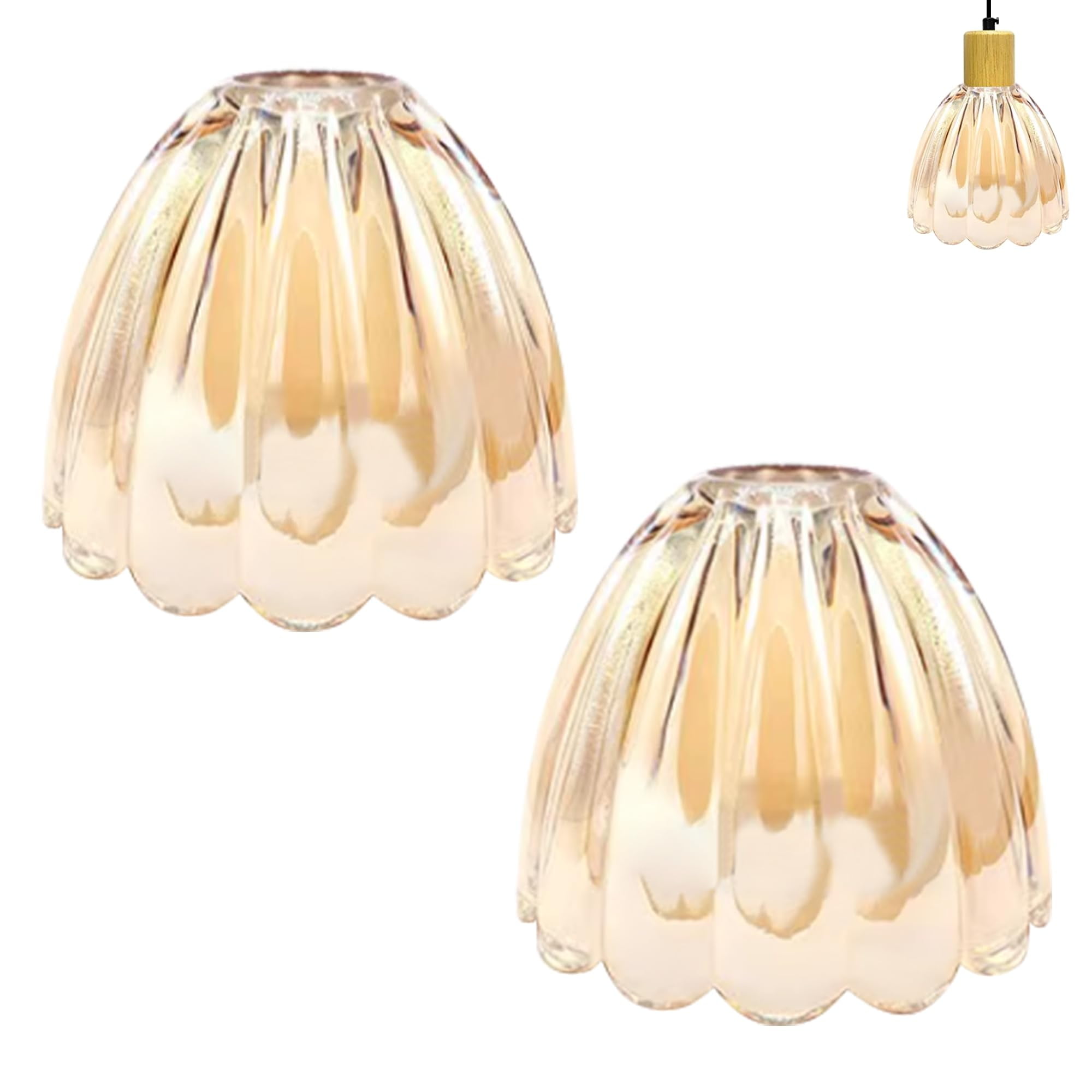 FSLiving 5.9" Clear Amber Tulip Glass Lamp Shade Replacement, Bell ...