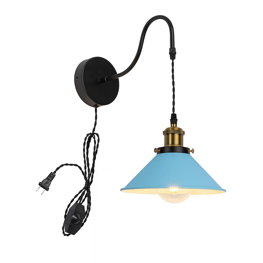 FSLiving 5.9 Feet Plug-in Dimmable Wall Sconce with Gooseneck Arm ...