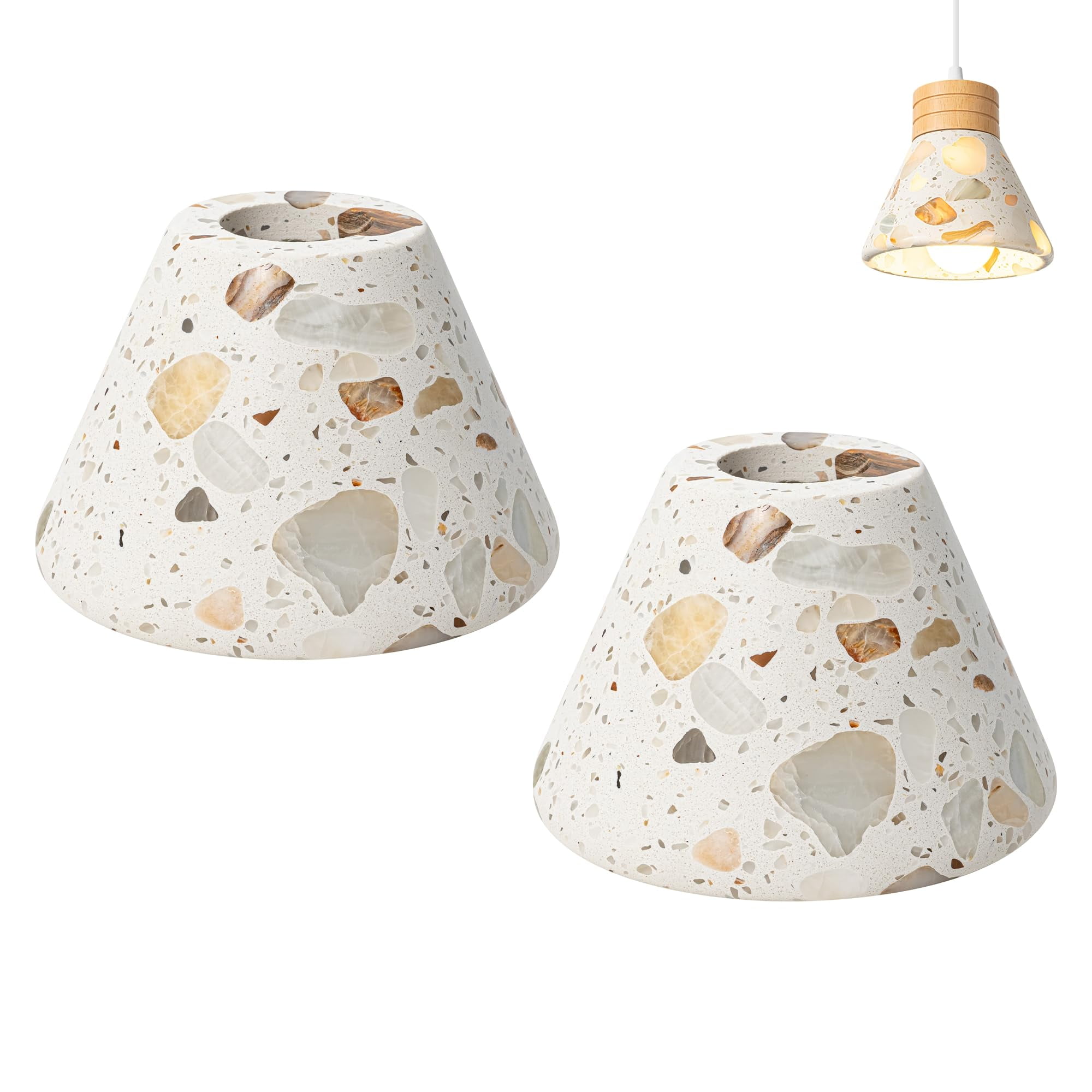FSLiving 5.9" Natural Stone Water-drop Lamp Shade Replacement, Milky ...