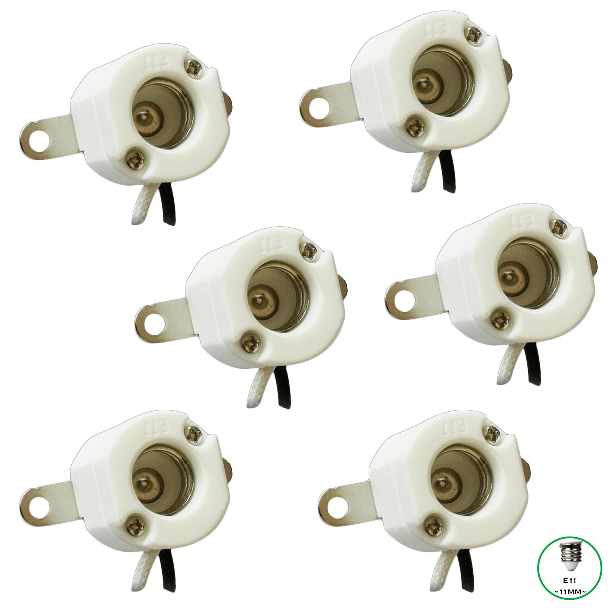 FSLiving 6PCS E11 Ceramic Base E11 Mini-Candelabra Screw Ceramic ...