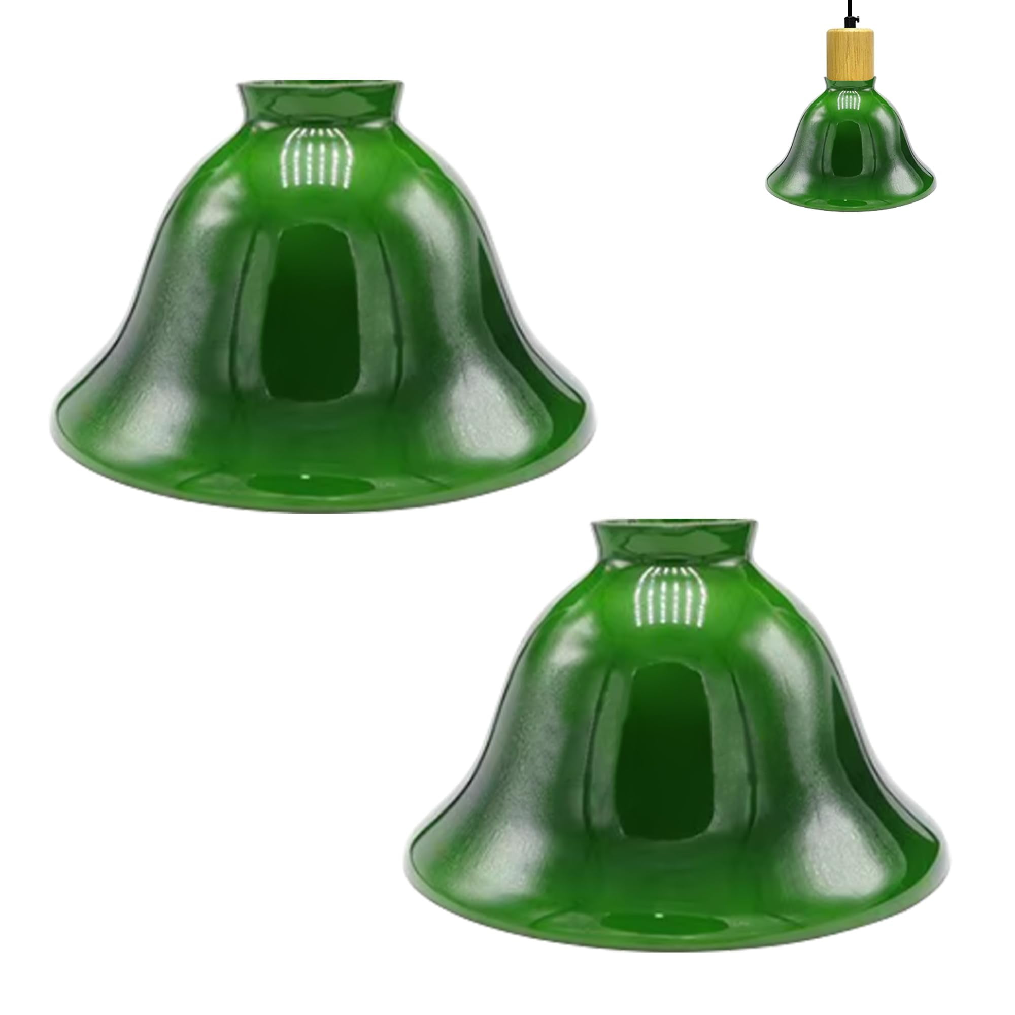 FSLiving 7.3" Emerald Green Glass Bell Lamp Shade Replacement, Green ...