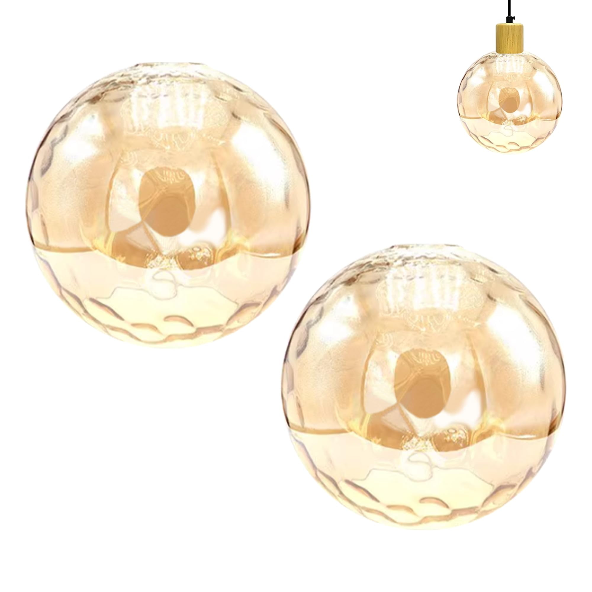 FSLiving 7.7" Clear Amber Glass Spherical Lamp Shade Replacement, Brown ...