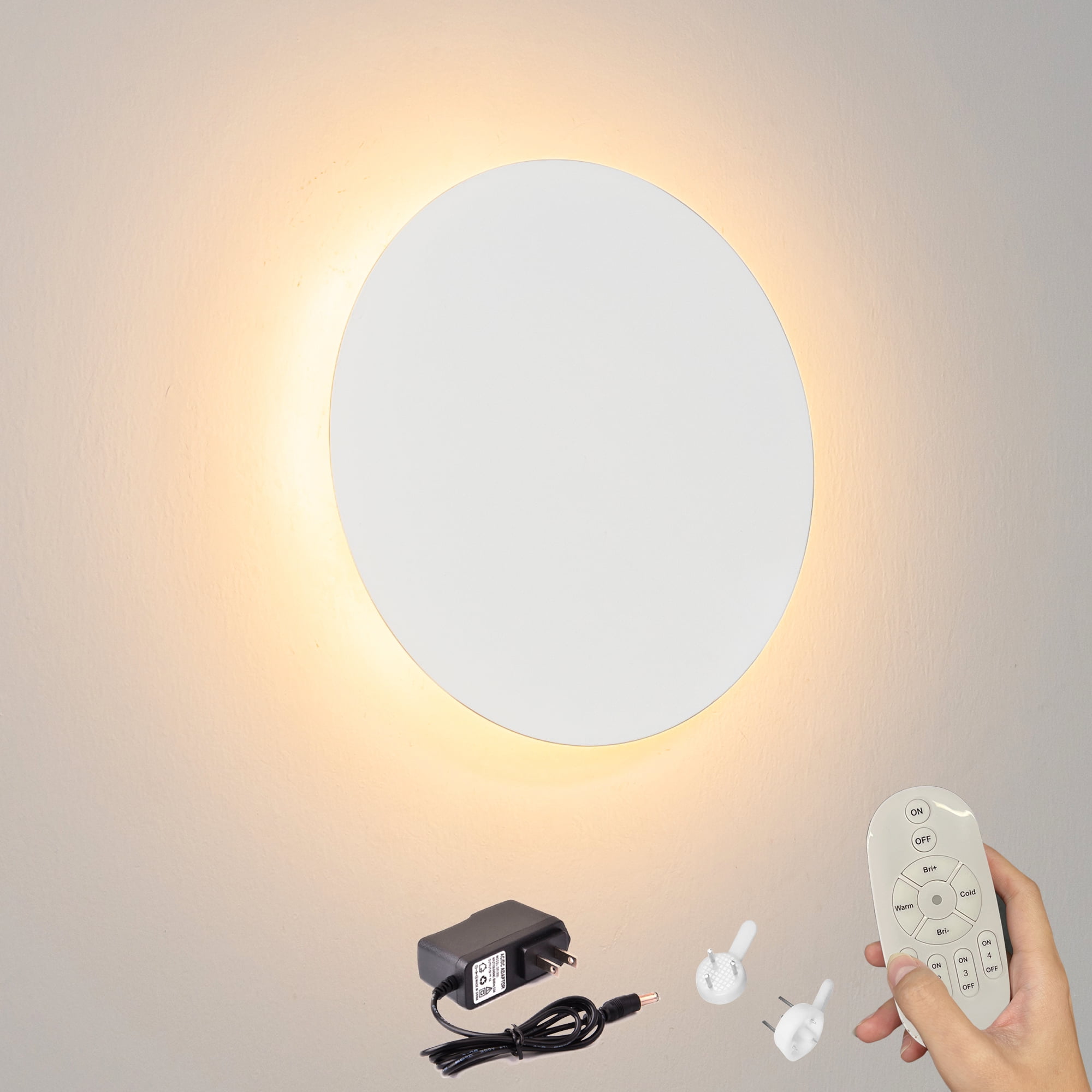FSLiving 7.87" Circular LED Wall Lamp Rechargeable Battery Operated ...