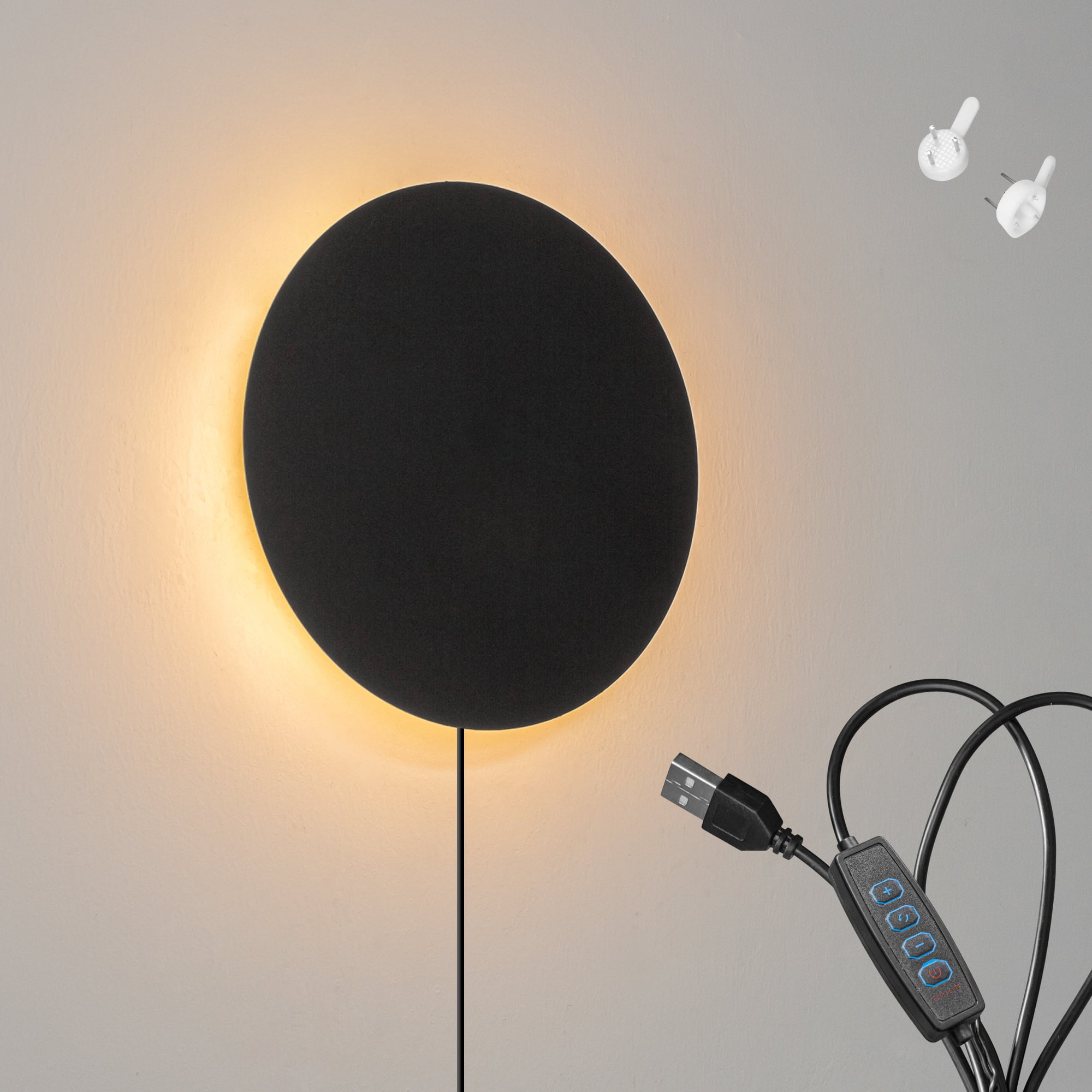 FSLiving 7.87" Circular LED Wall Lamp with USB-Powered Cord Restaurant ...