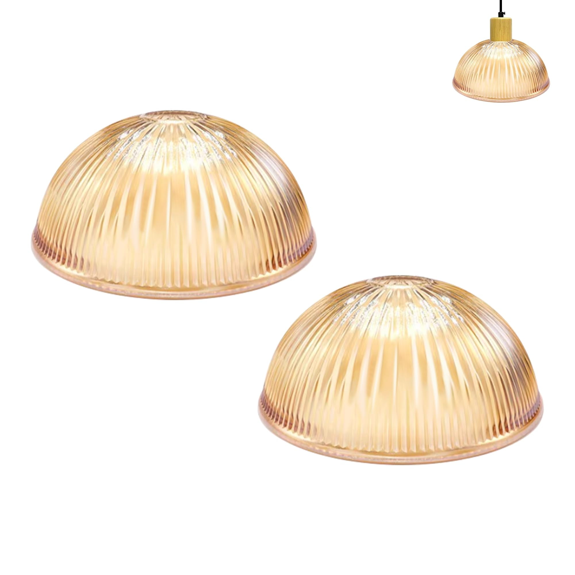 FSLiving 7.9" Clear Amber Glass Semicircle Lamp Shade Replacement, Mini ...