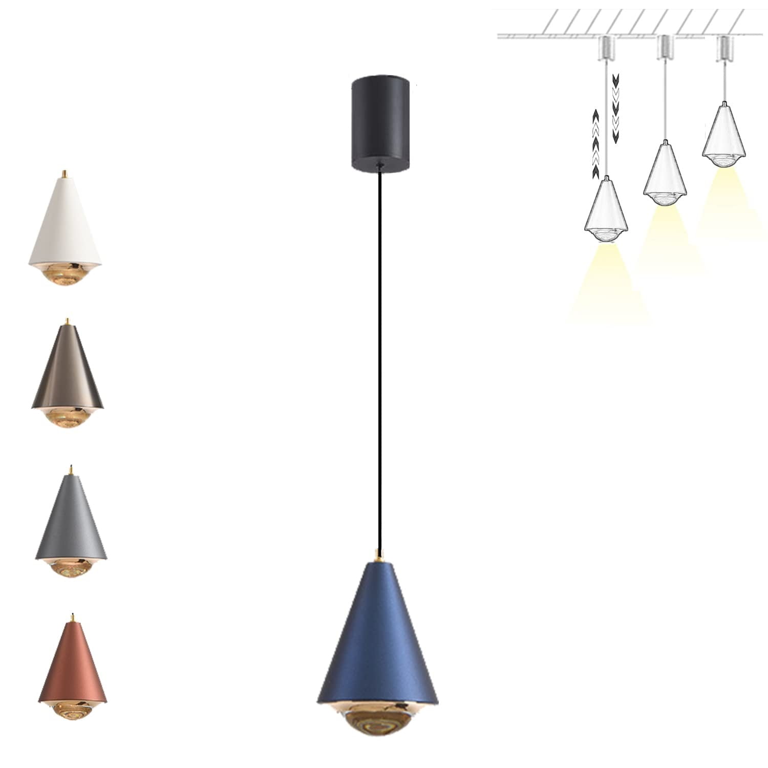 FSLiving 7W Levitate Pendant Light, Retractable Ceiling Fixtures ...