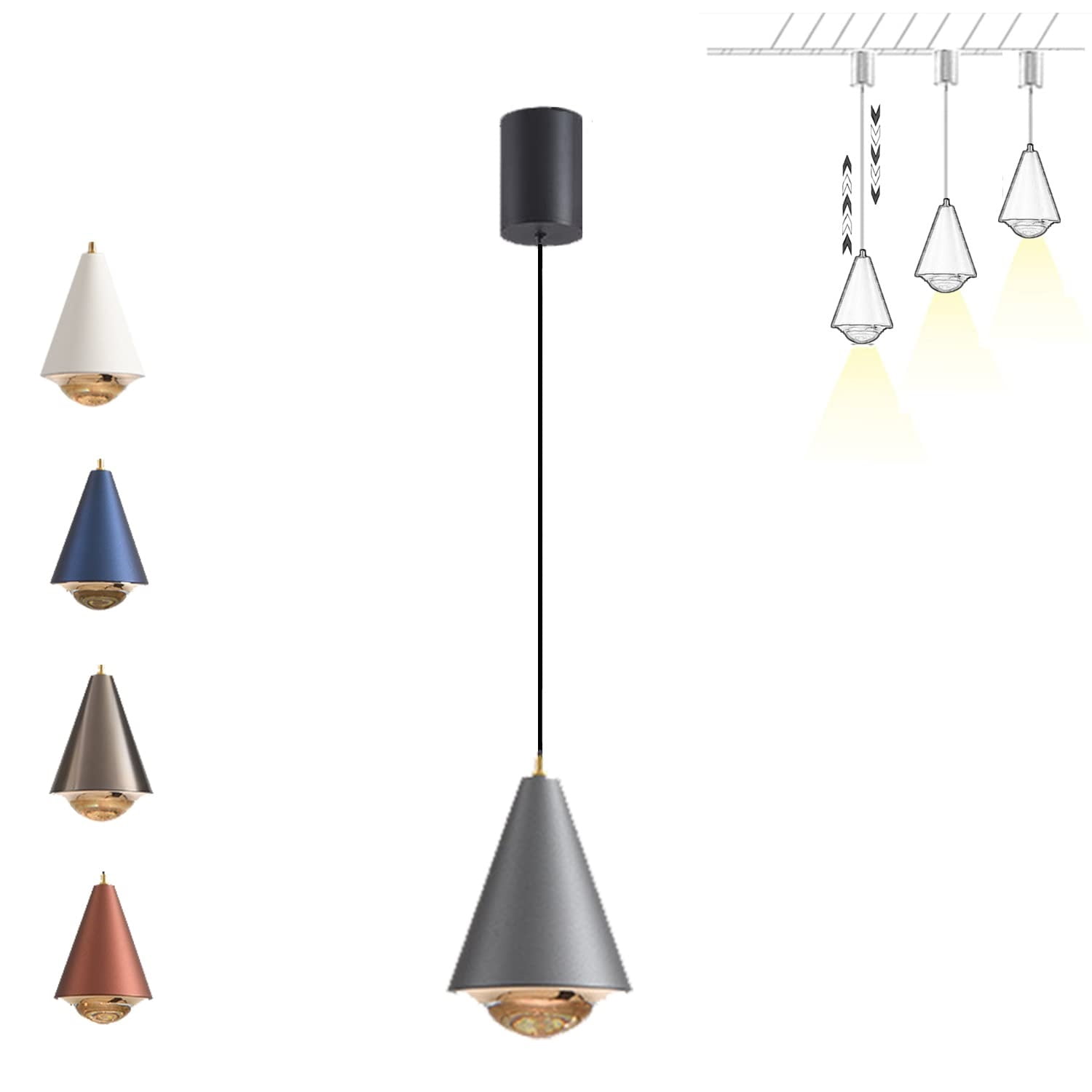 FSLiving 7W Adjustable Levitate Pendnat Light Retractable Lift Ceiling ...