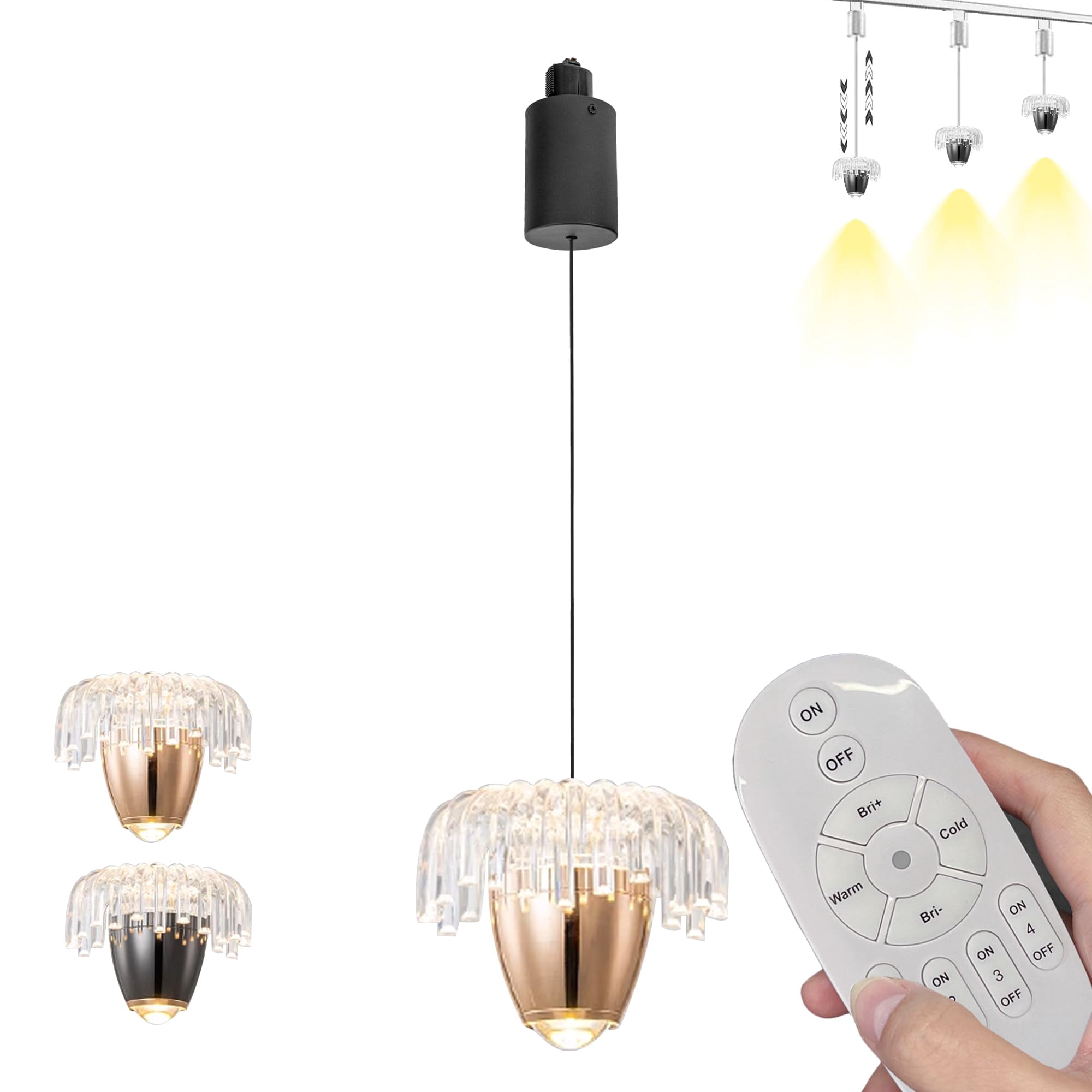 FSLiving 8W Adjustable Height Track Pendant Light H-Type Retractable ...