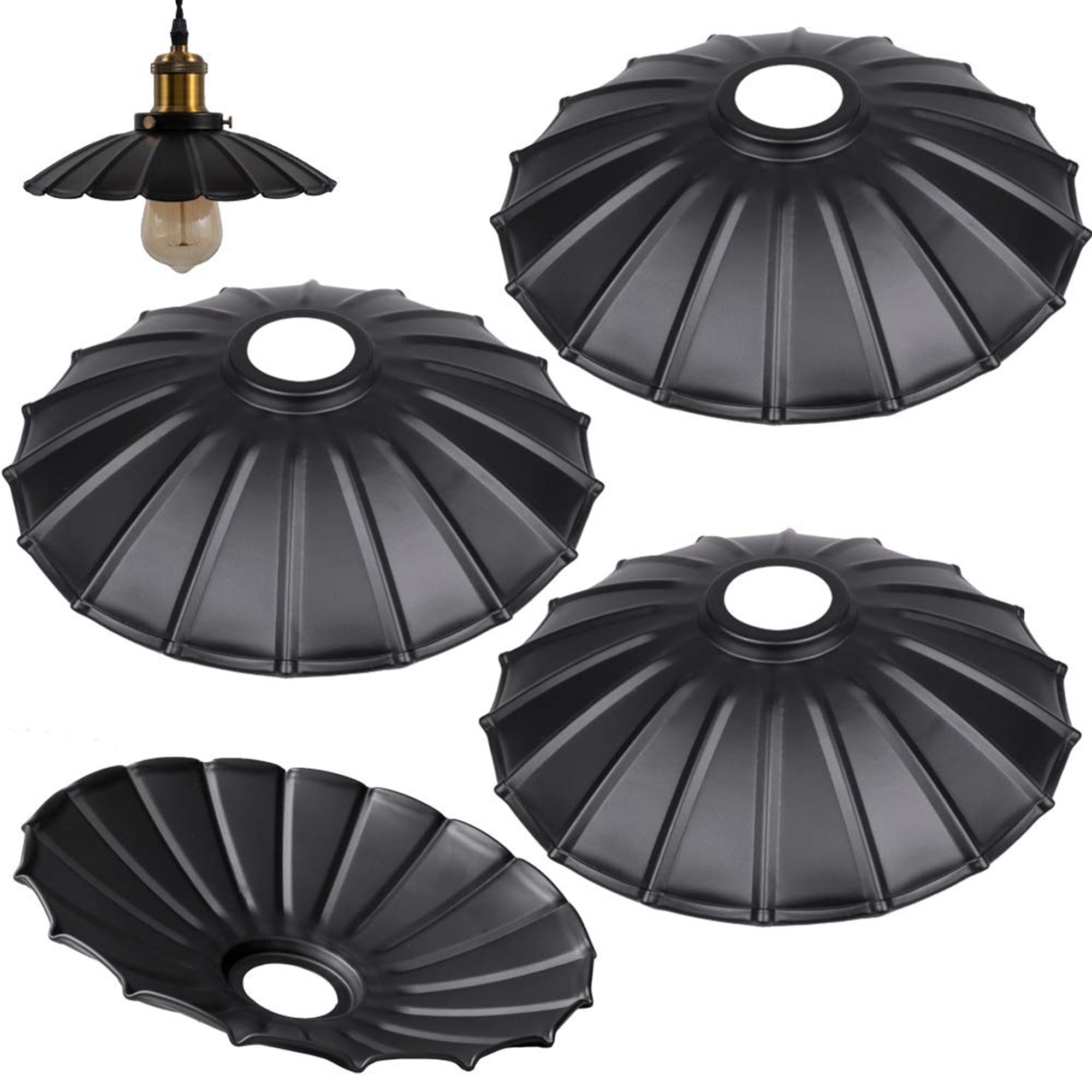 FSLiving 9.5" Industrial Vintage Metal Bulb Guard Iron Black Hanging ...