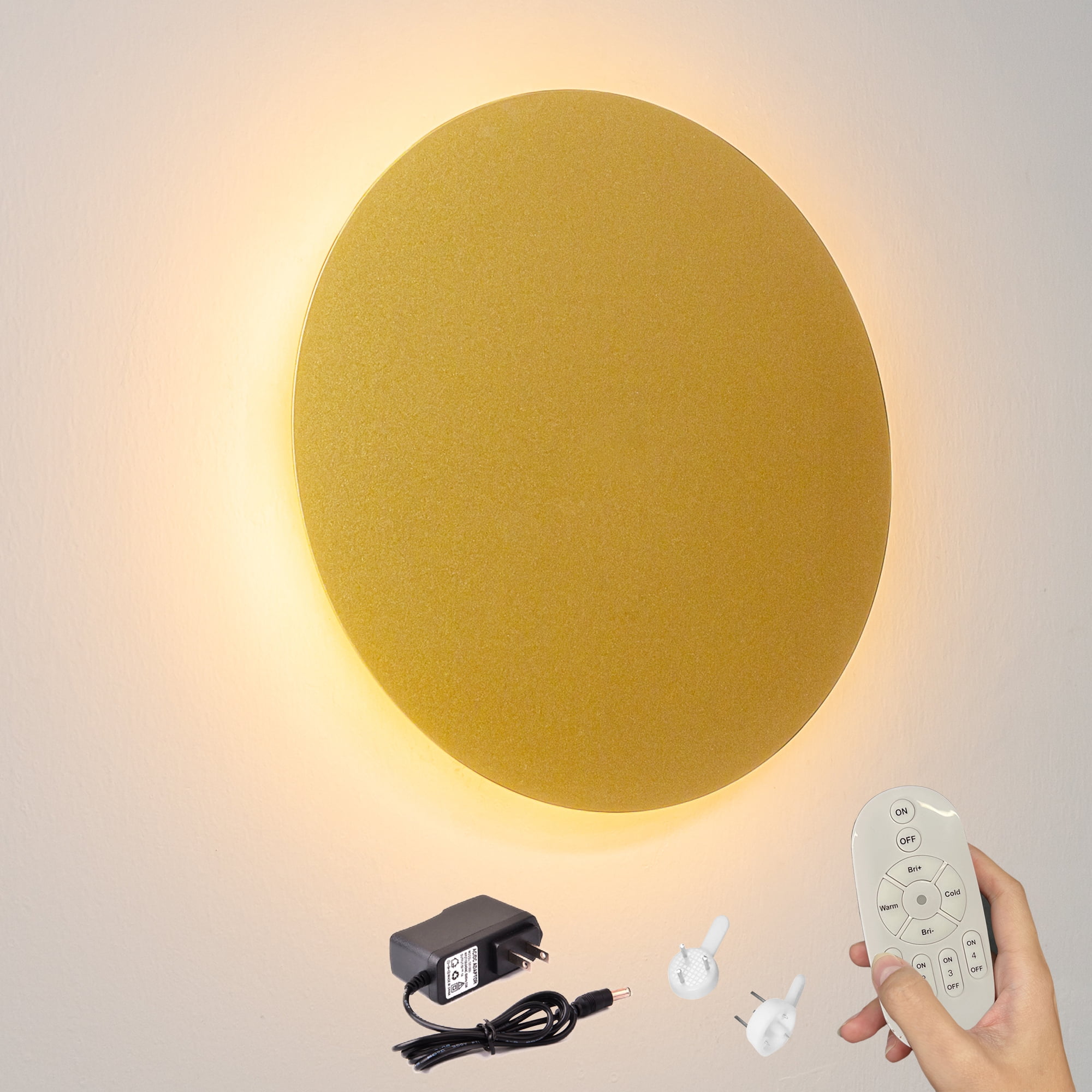 FSLiving 9.8" Circular LED Wall Lamp Rechargeable Battery Operated ...