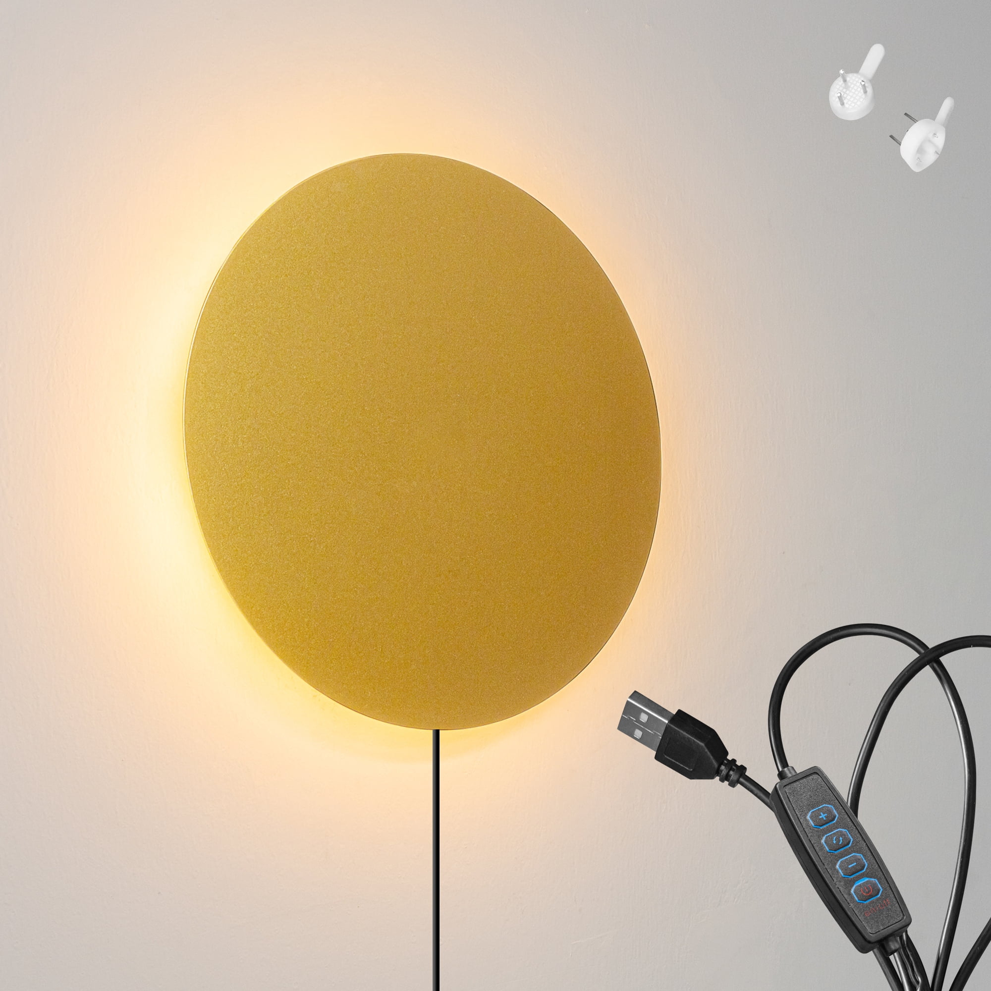 FSLiving 9.8" Circular LED Wall Lamp with USB-Powered Cord Restaurant ...