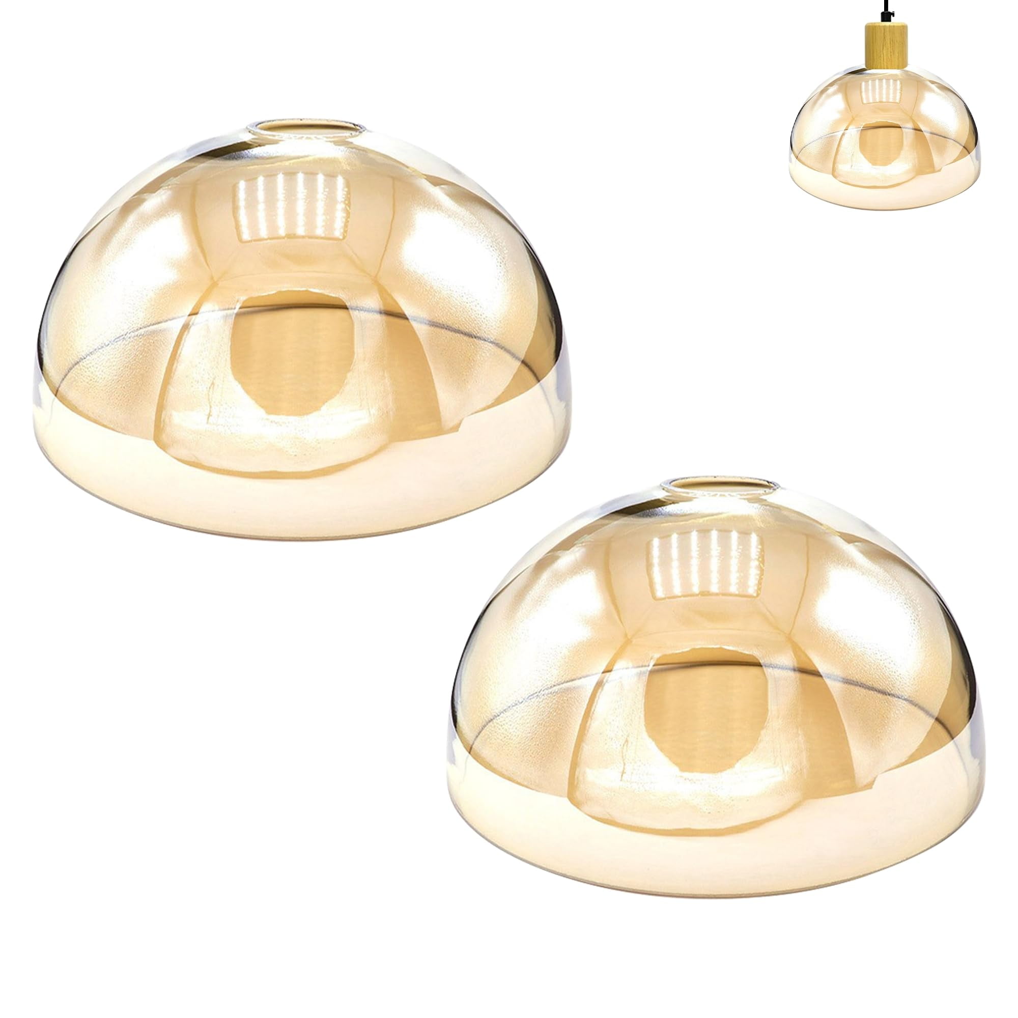 FSLiving 9.8" Clear Amber Glass Semicircle Lamp Shade Replacement ...