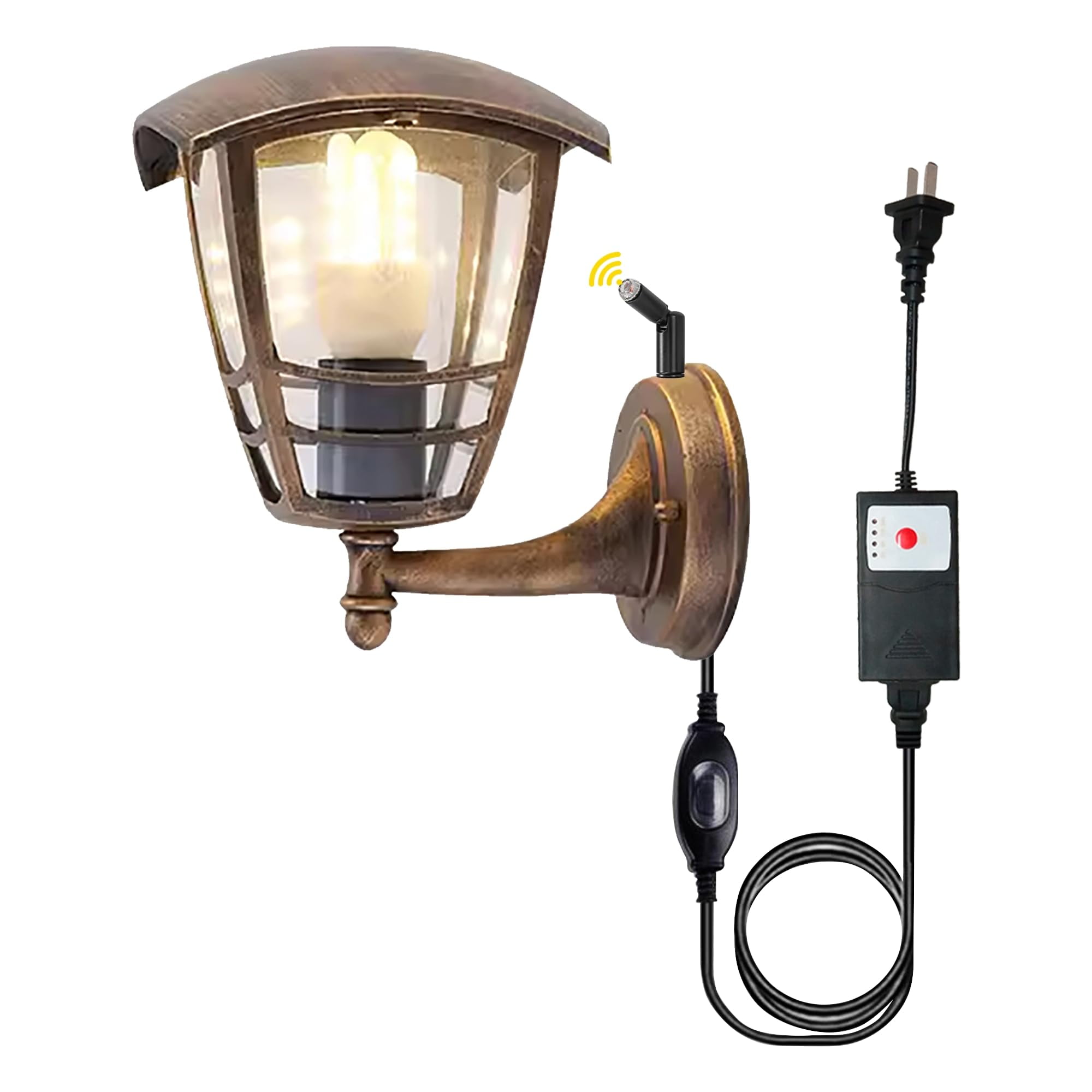 FSLiving AUTO Bronze Cast Aluminum Wall Light Outdoor Timer Adjustable ...