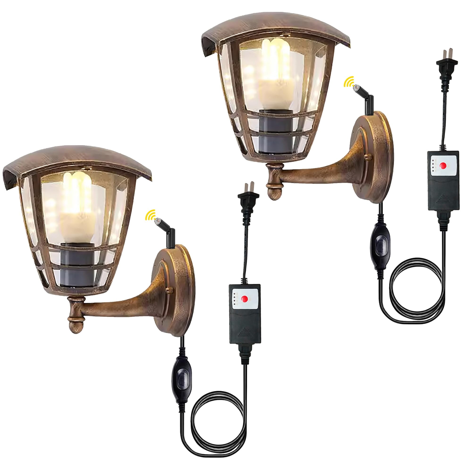 FSLiving AUTO Bronze Cast Wall Light Outdoor Indoor Timer Adjustable ...