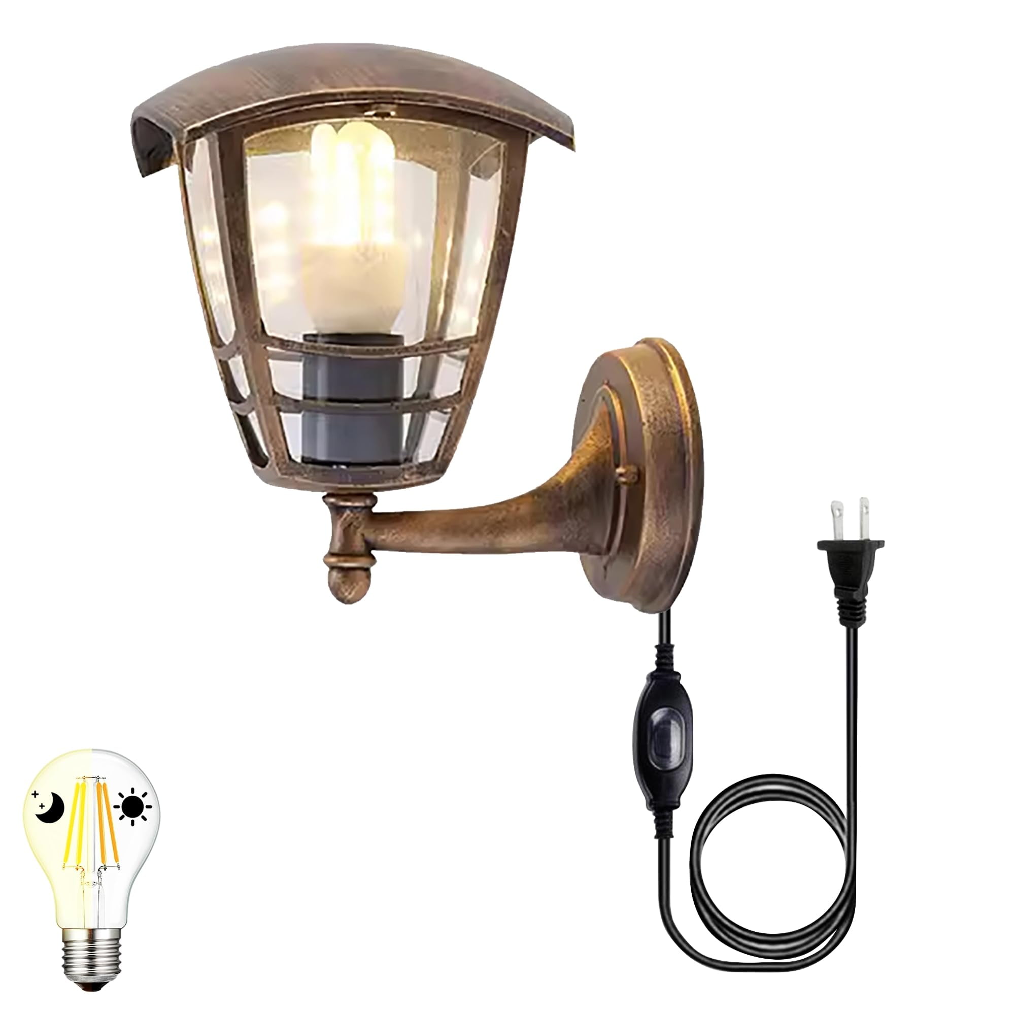 FSLiving AUTO Bronze Cast Wall Light Photocell, UL Plug-in Cord Upward ...