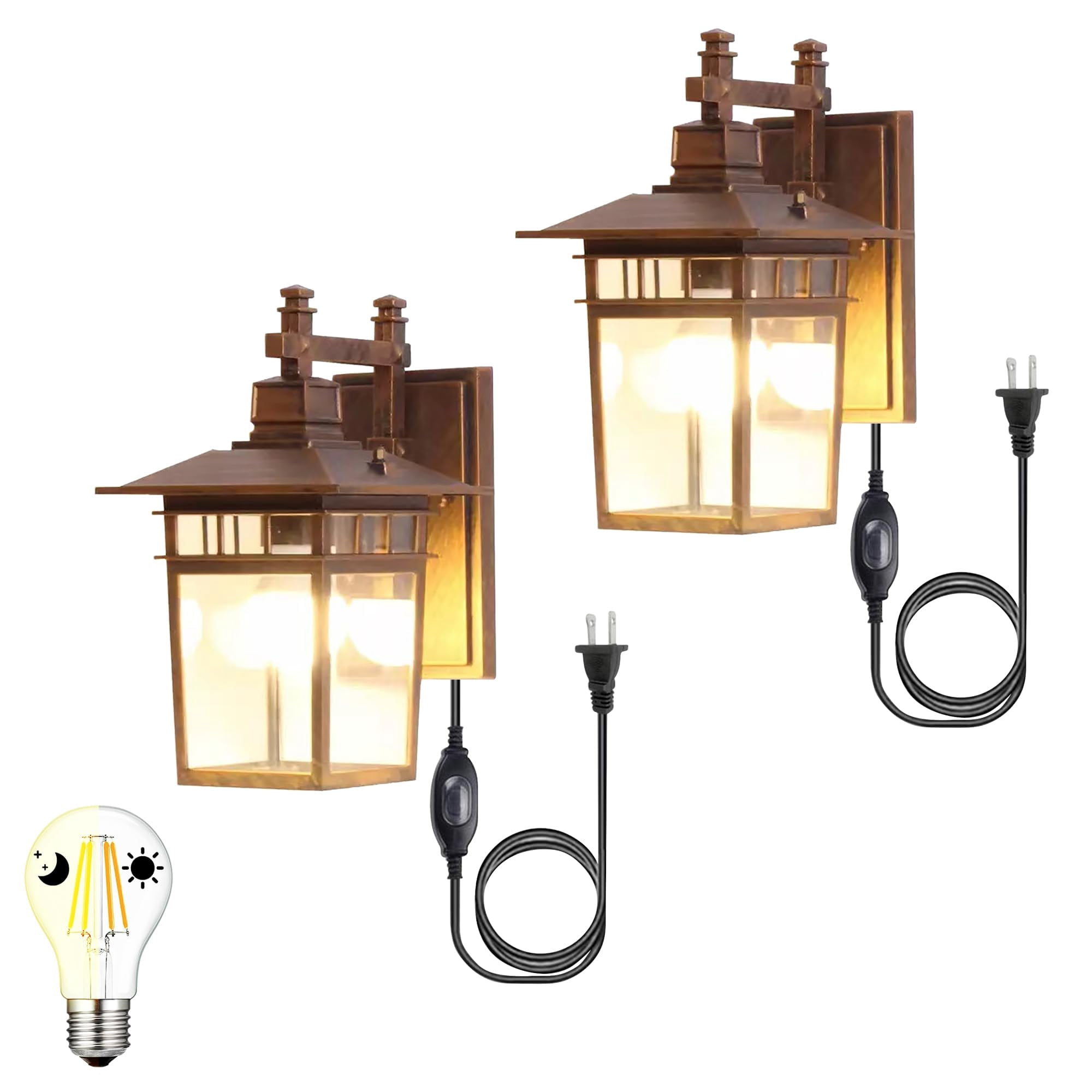 FSLiving AUTO Wall Light Photocell with UL Waterproof Switch Plug-in ...