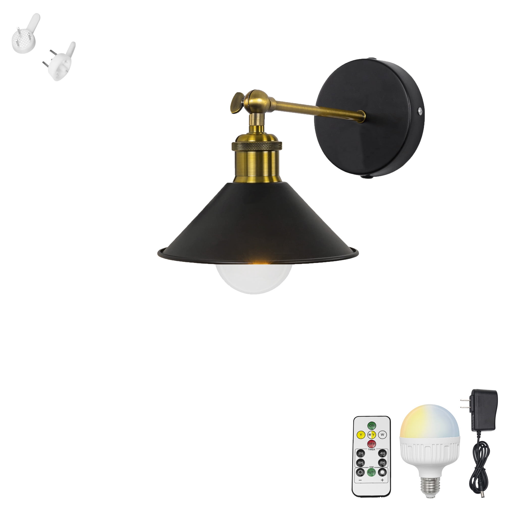 FSLiving Adjuatable Angle Bronze Socket with Black Metal Wall Sconces ...