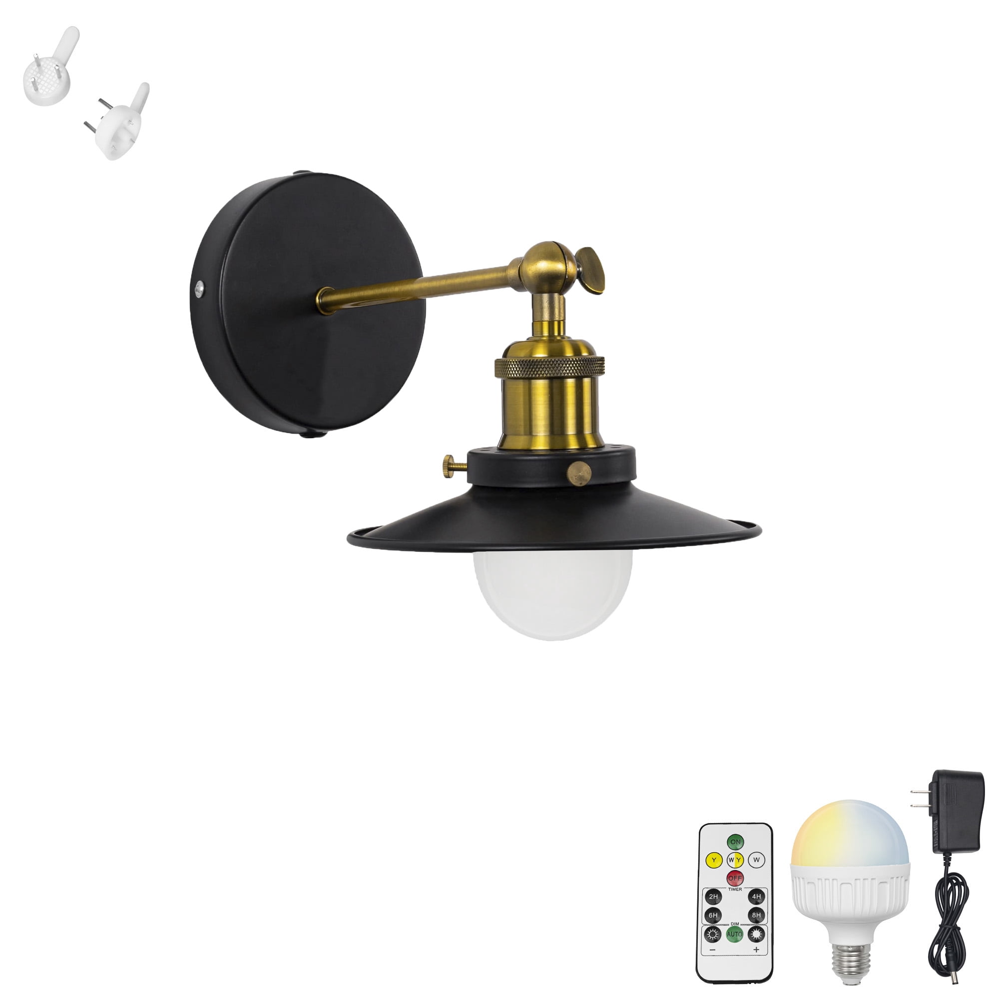 FSLiving Adjuatable Angle Bronze Socket with Black Metal Wall Sconces ...