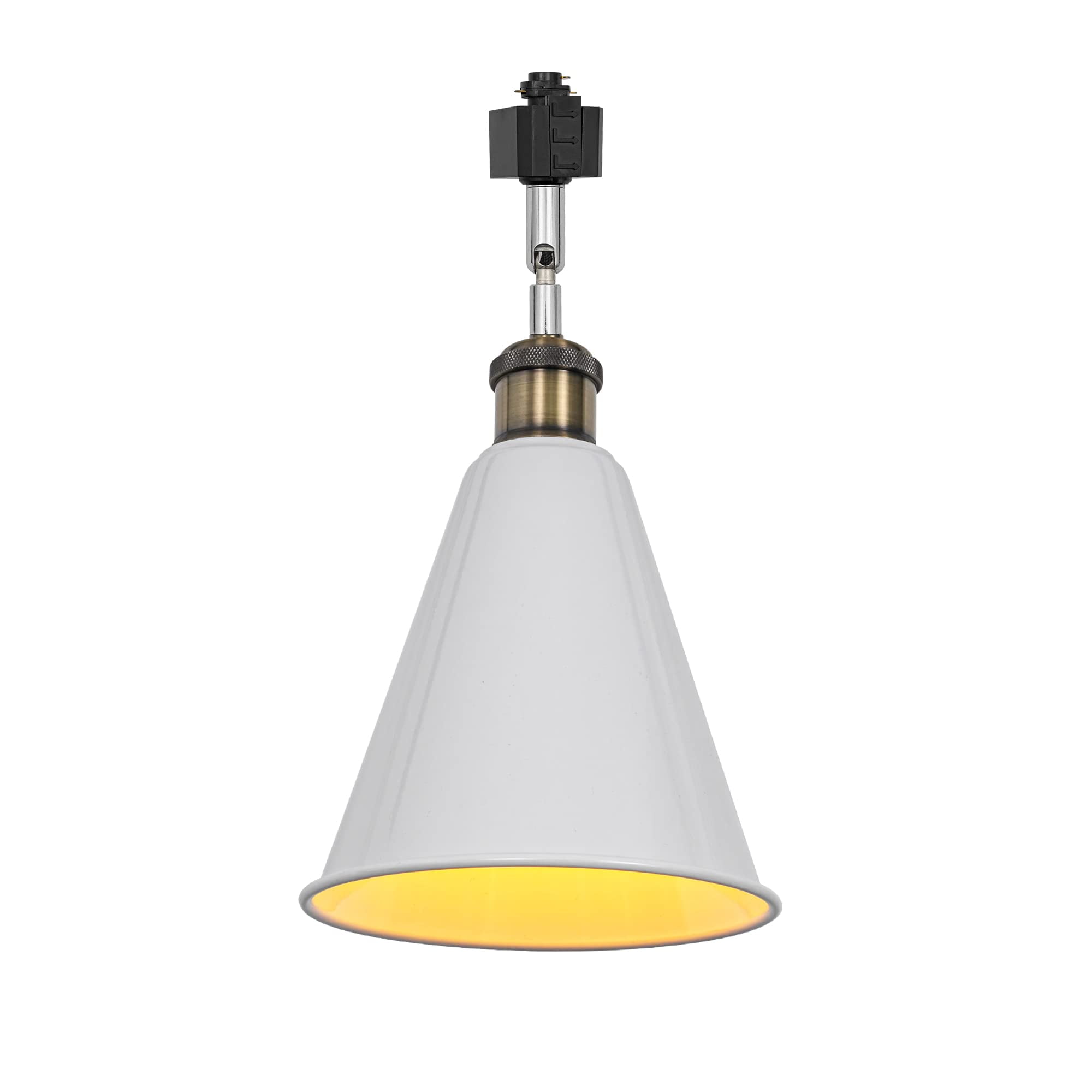 FSLiving Adjustable Angle H-Type Track Pendant Light E26 Bronze Base White Metal Shade Retro ...