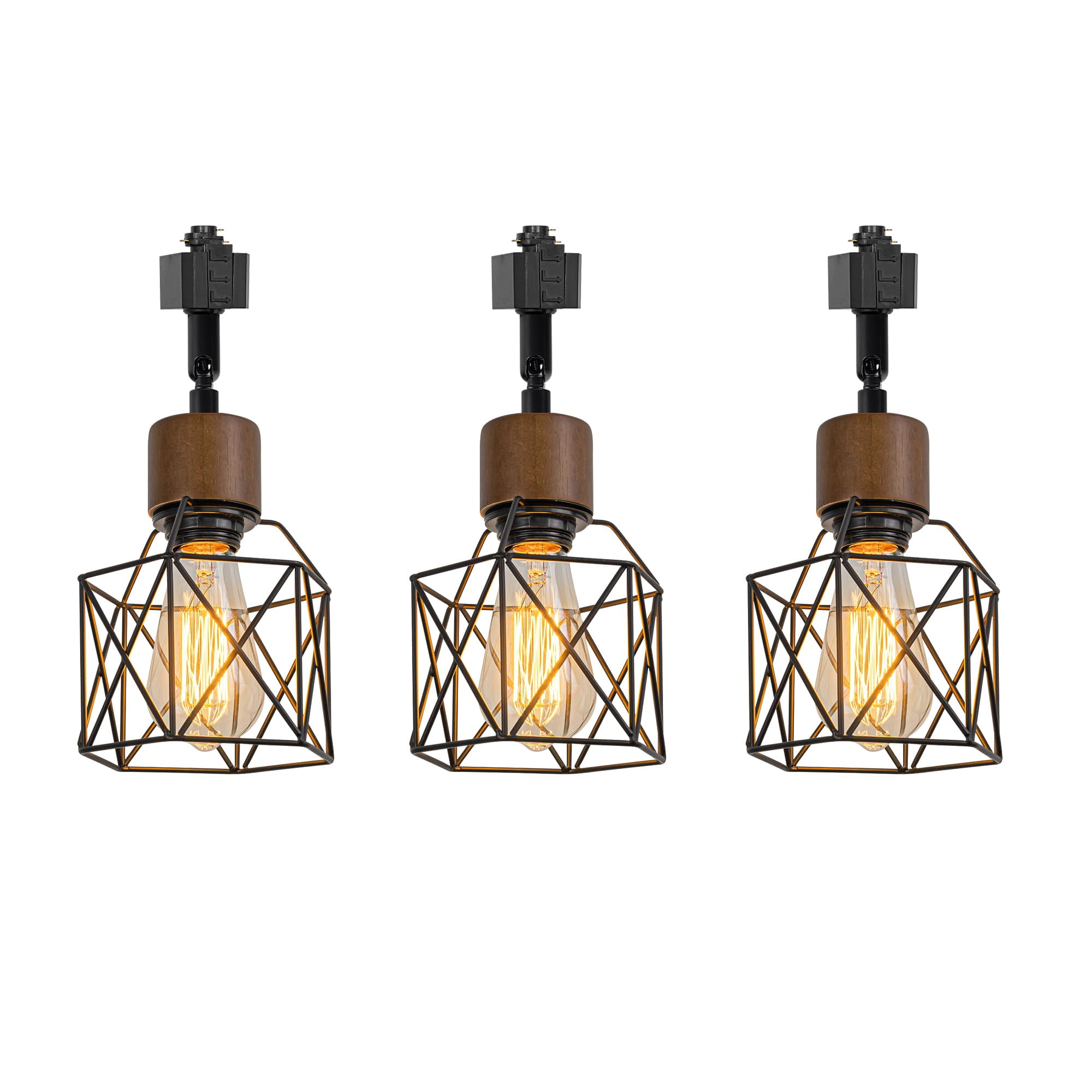 FSLiving Adjustable Angle H-Type Track Pendant Light, Retro Design E26 ...