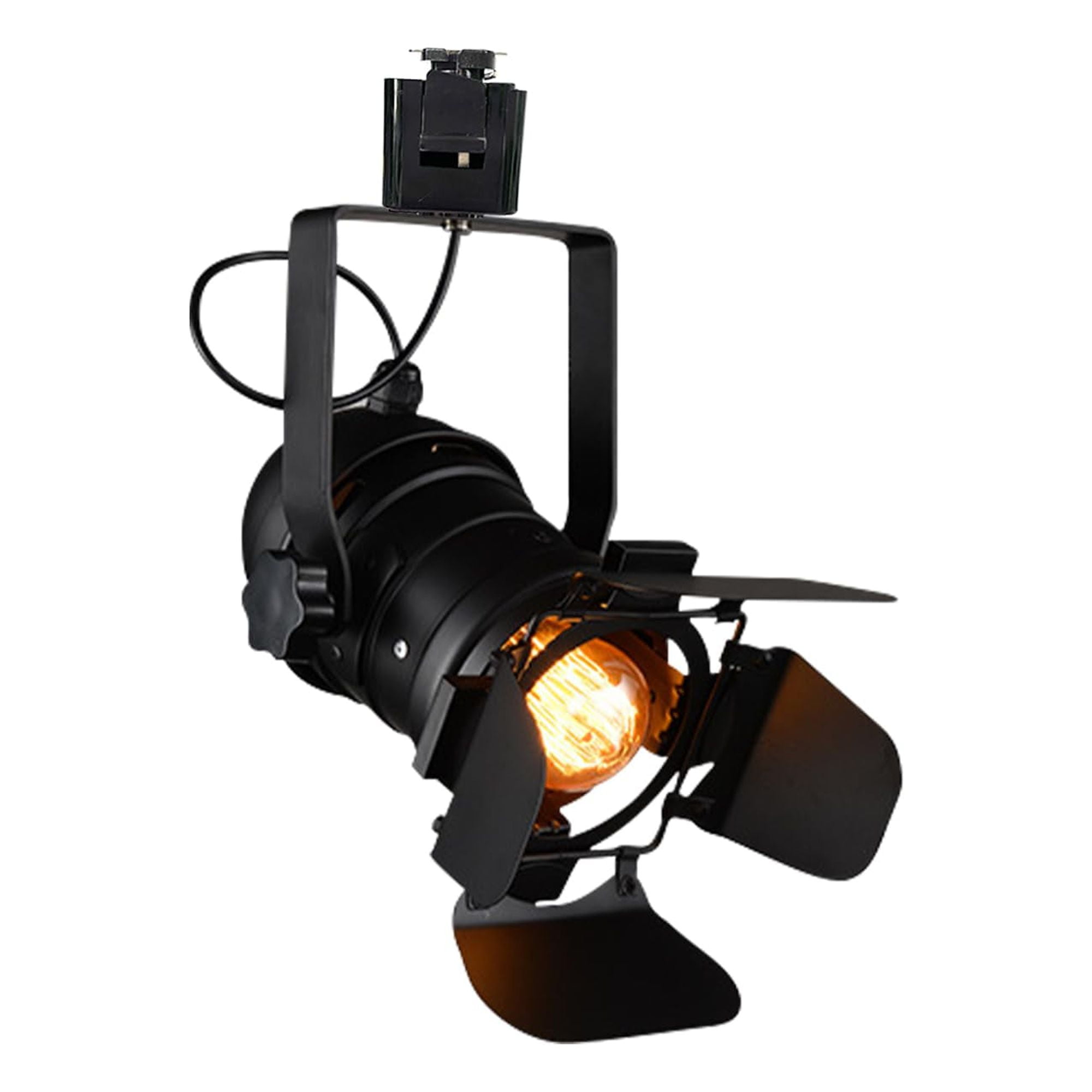 FSLiving Adjustable Angle J-Type Track Light E26 Base Light Black Metal ...