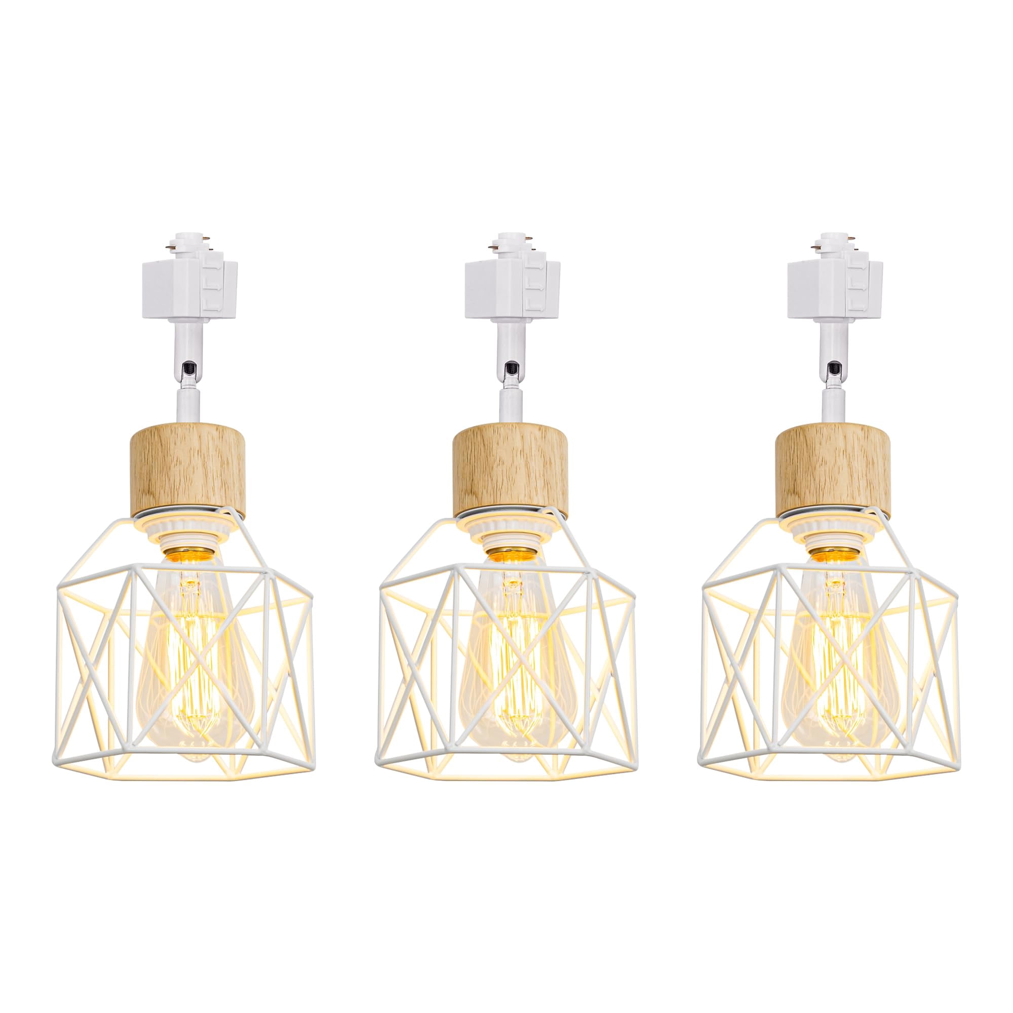 FSLiving Adjustable Angle J-Type Track Pendant Light, Retro Design E26 ...