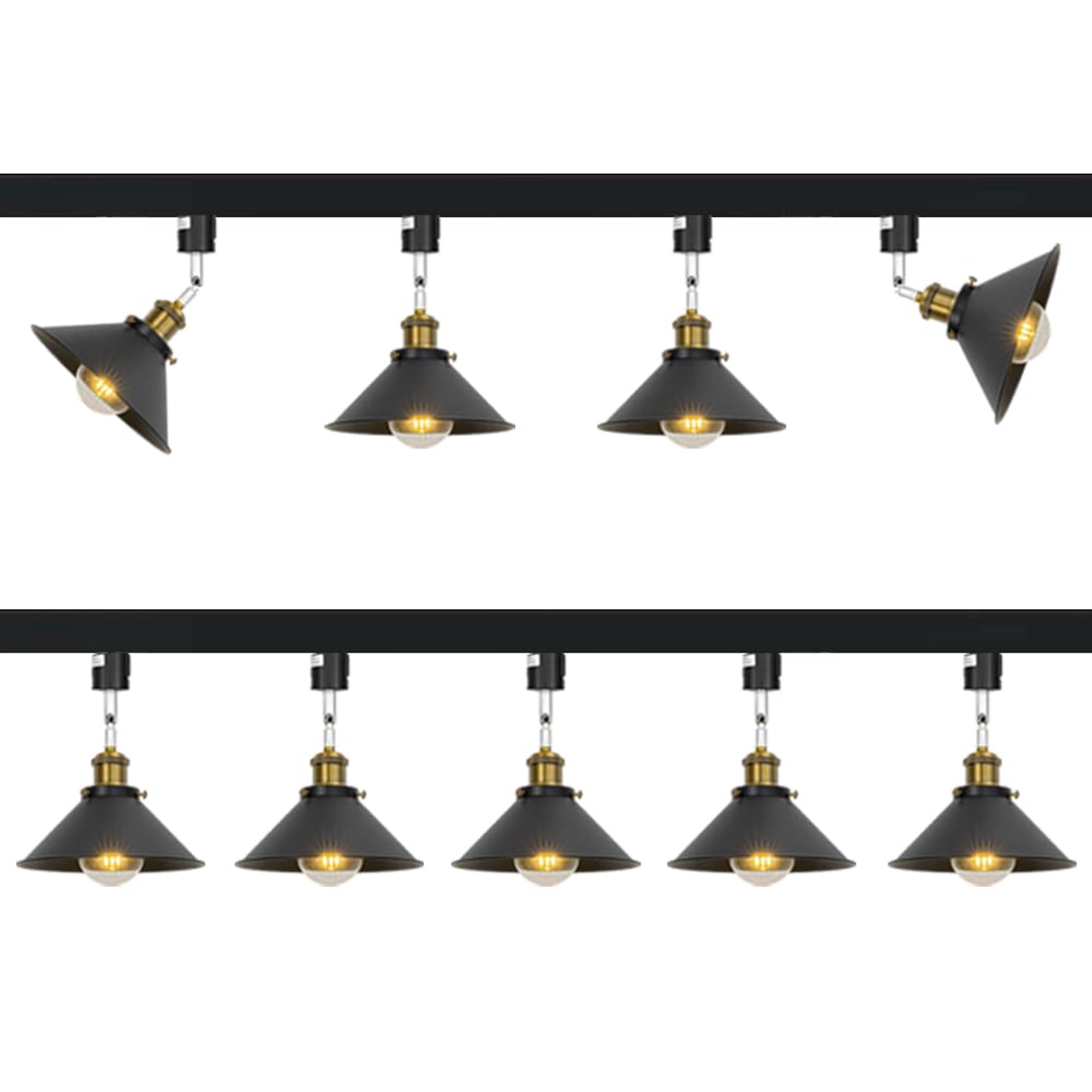 FSLiving Adjustable Angle J-Type Track Pendant Light,Vintage E26 Copper ...