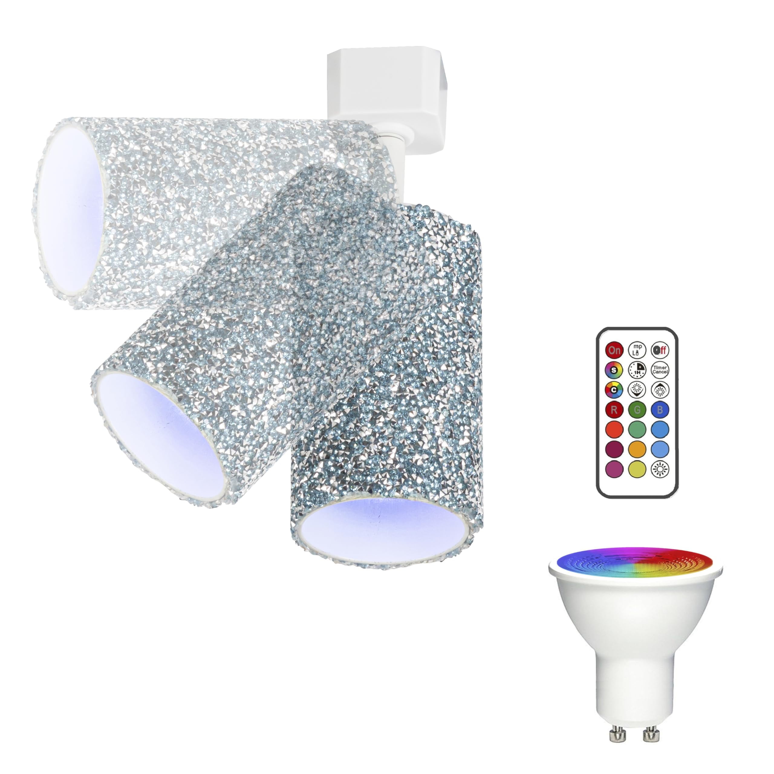 FSLiving Adjustable H Type Track Light, Blue Rhinestones Ceiling ...