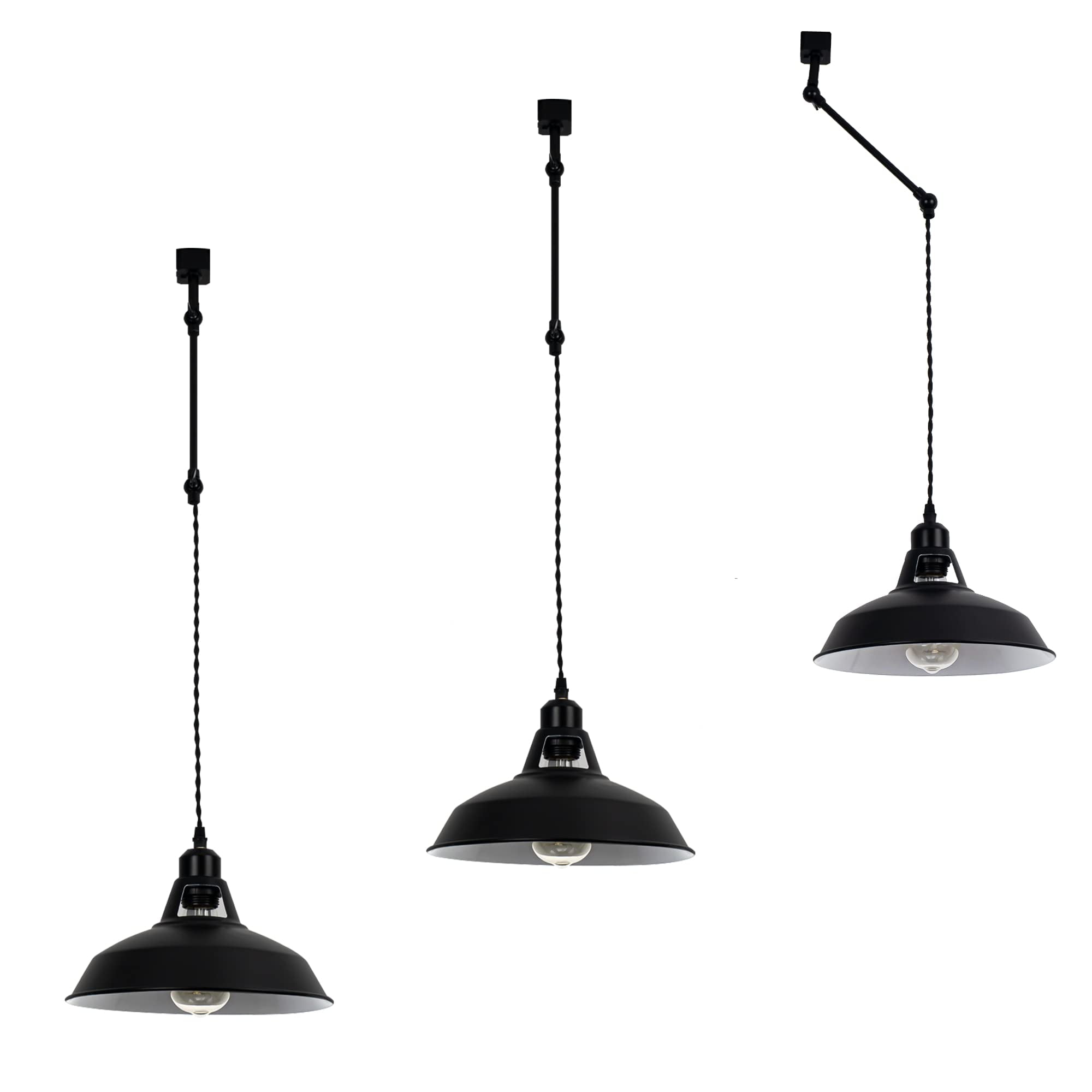 FSLiving Adjustable H-Type Track Light Pendants Customizable Black ...