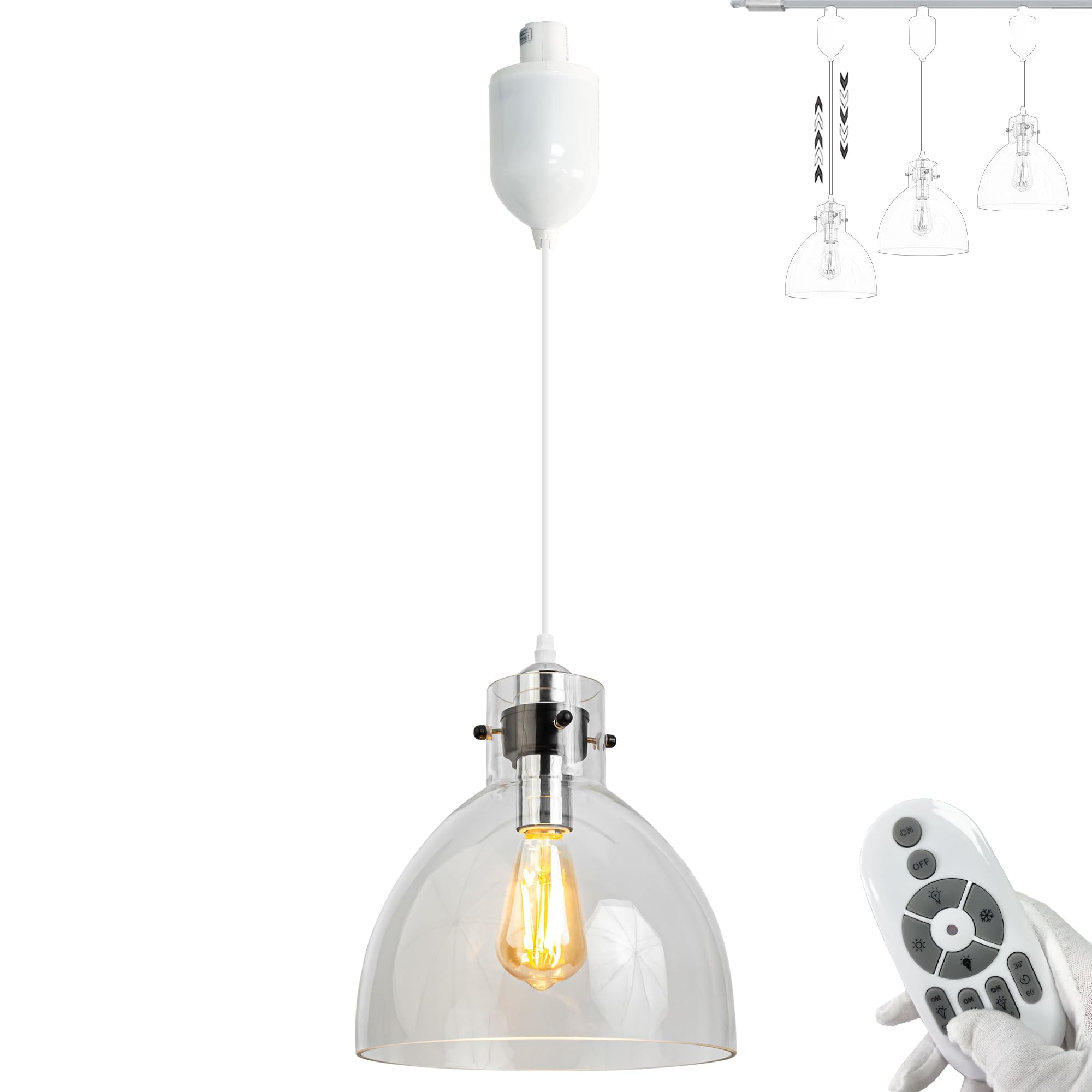 FSLiving Adjustable Hanging Height H Type Track Lighting Chrome Remote ...
