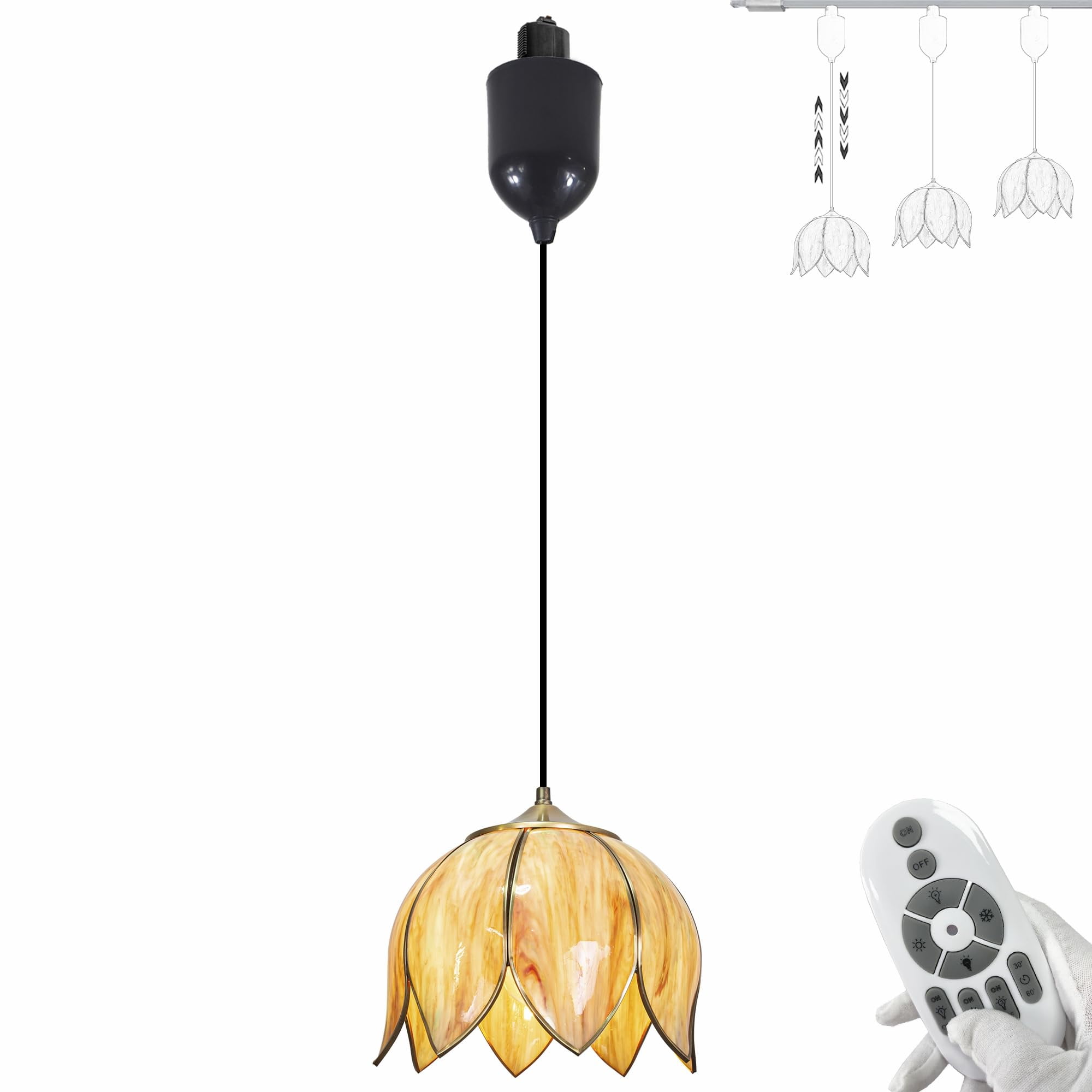 FSLiving Adjustable Hanging Height J Type Track Light Pendants Brass ...