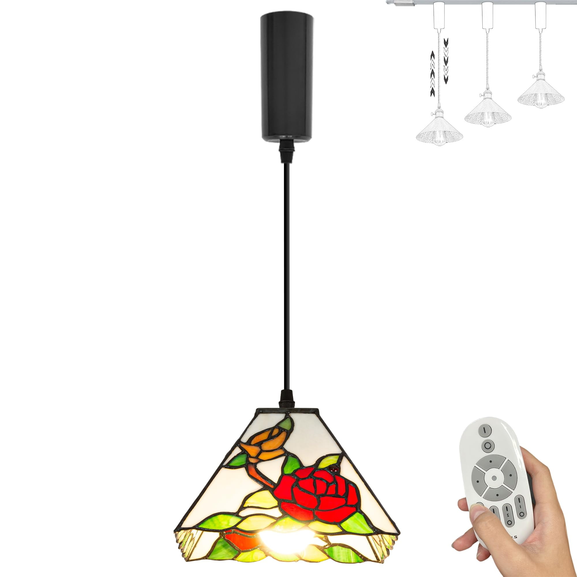 FSLiving Adjustable Hanging Height J Type Track Light Pendants Colorful ...