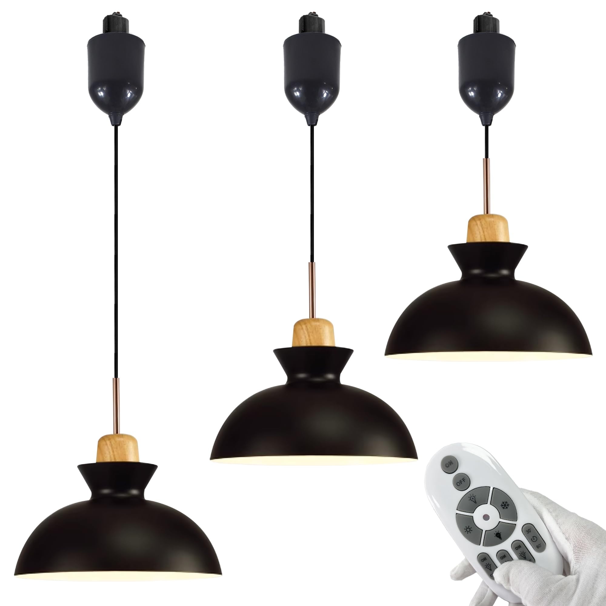 FSLiving Adjustable Height Black Juno Track Light Pendants 4 Ft Cord J ...