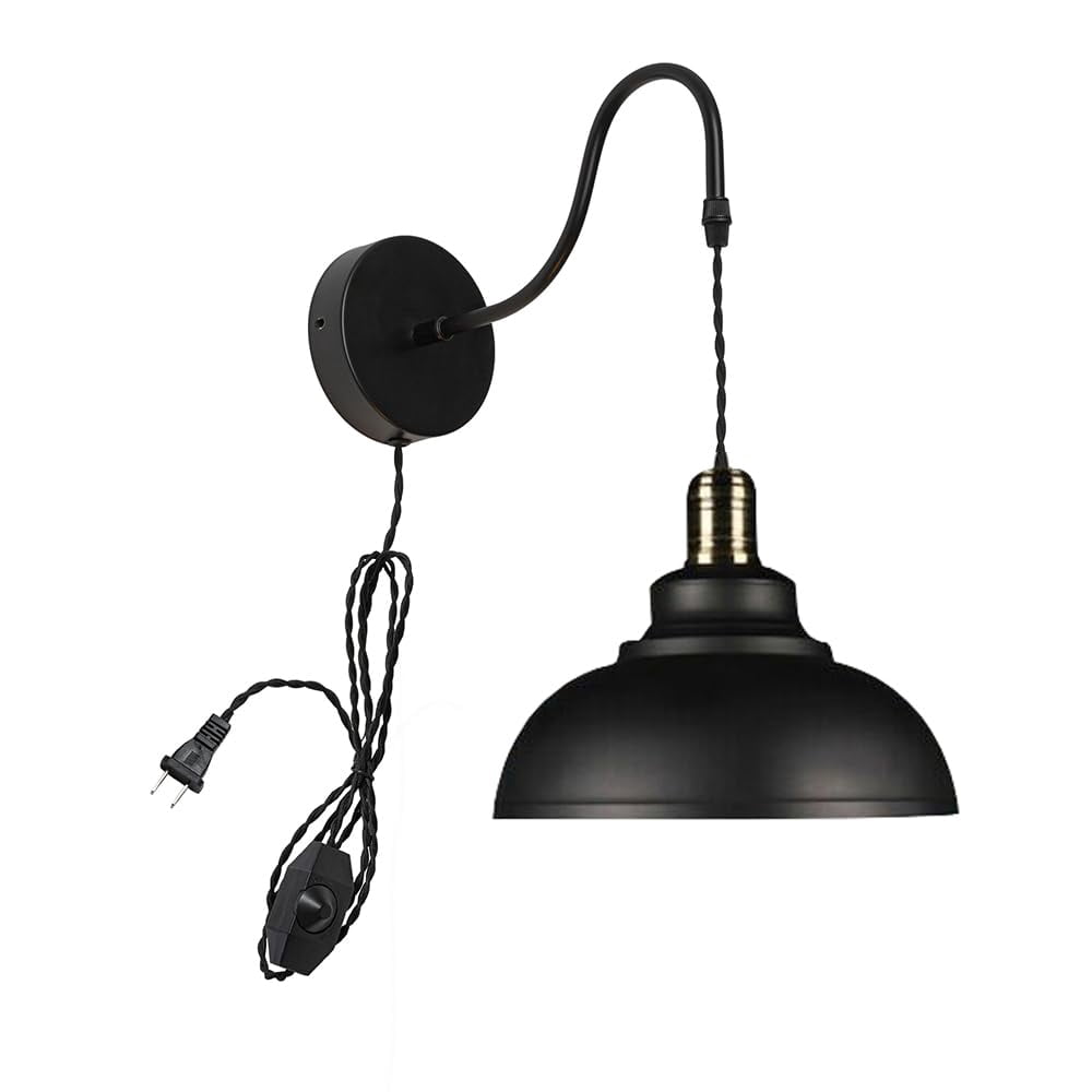 FSLiving Adjustable Height Gooseneck Wall Sconce with 9.8ft Plug-in ...