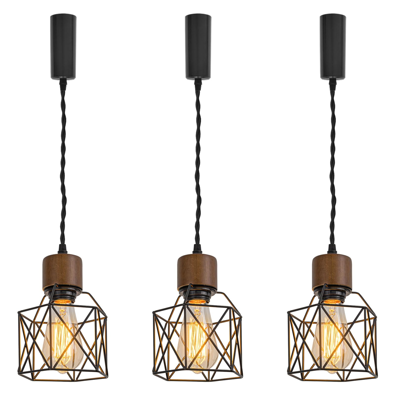 FSLiving Adjustable Height H Type Track Light with E26 Walnut Base and ...