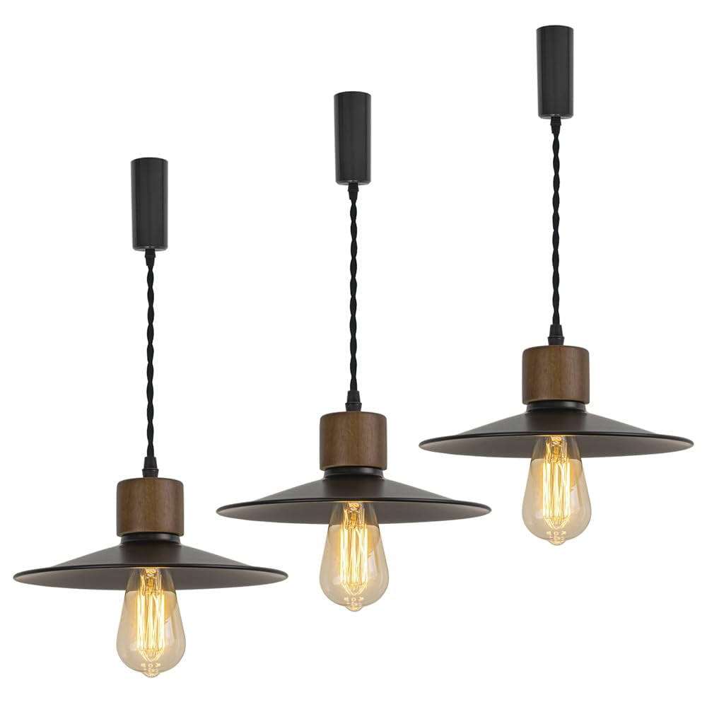 FSLiving Adjustable Height H Type Track Light with E26 Walnut Base and ...