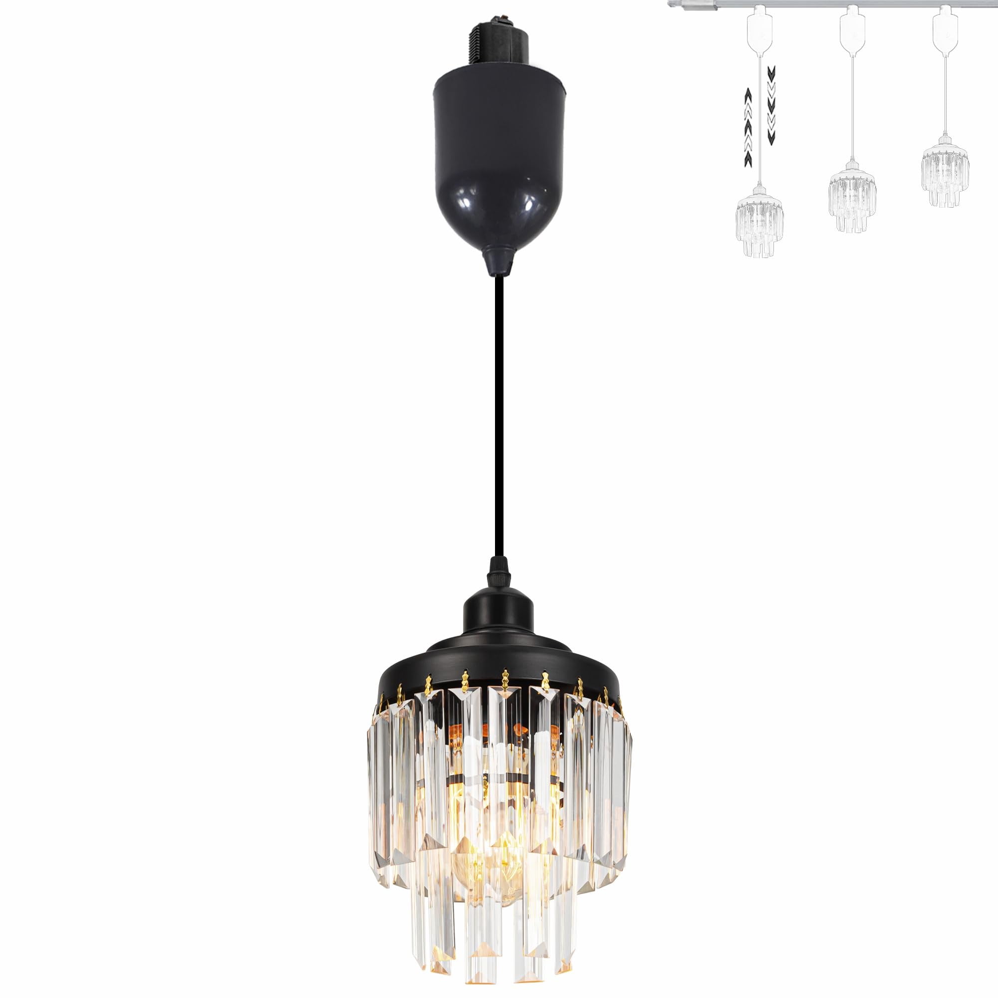 FSLiving Adjustable Height H Type Track Lighting Antique Black E26 ...