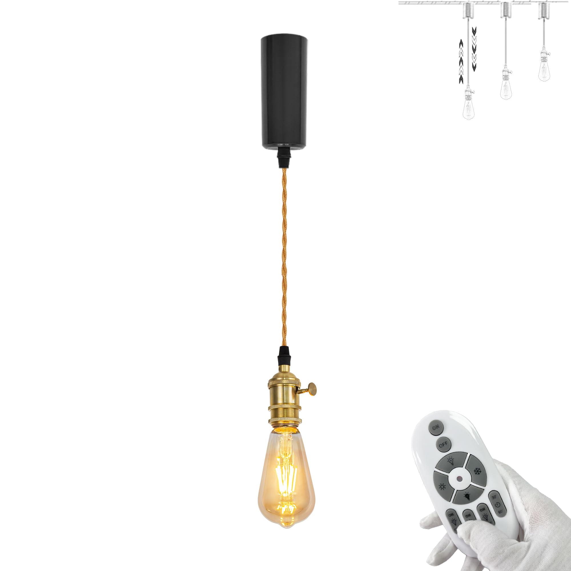 FSLiving Adjustable Height H Type Track Lighting Brass DIY E26 ...