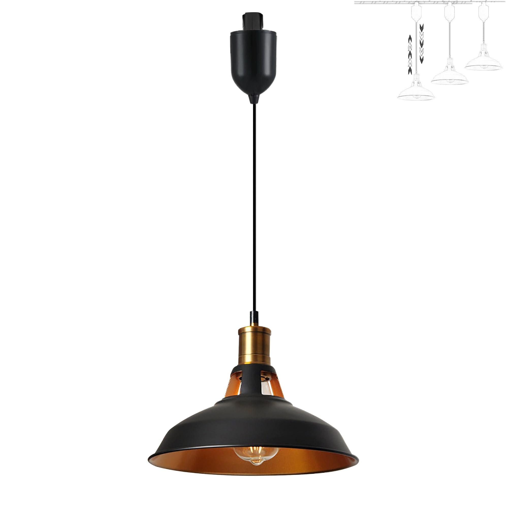 FSLiving Adjustable Height H Type Track Lighting Interior in Gold Cone ...