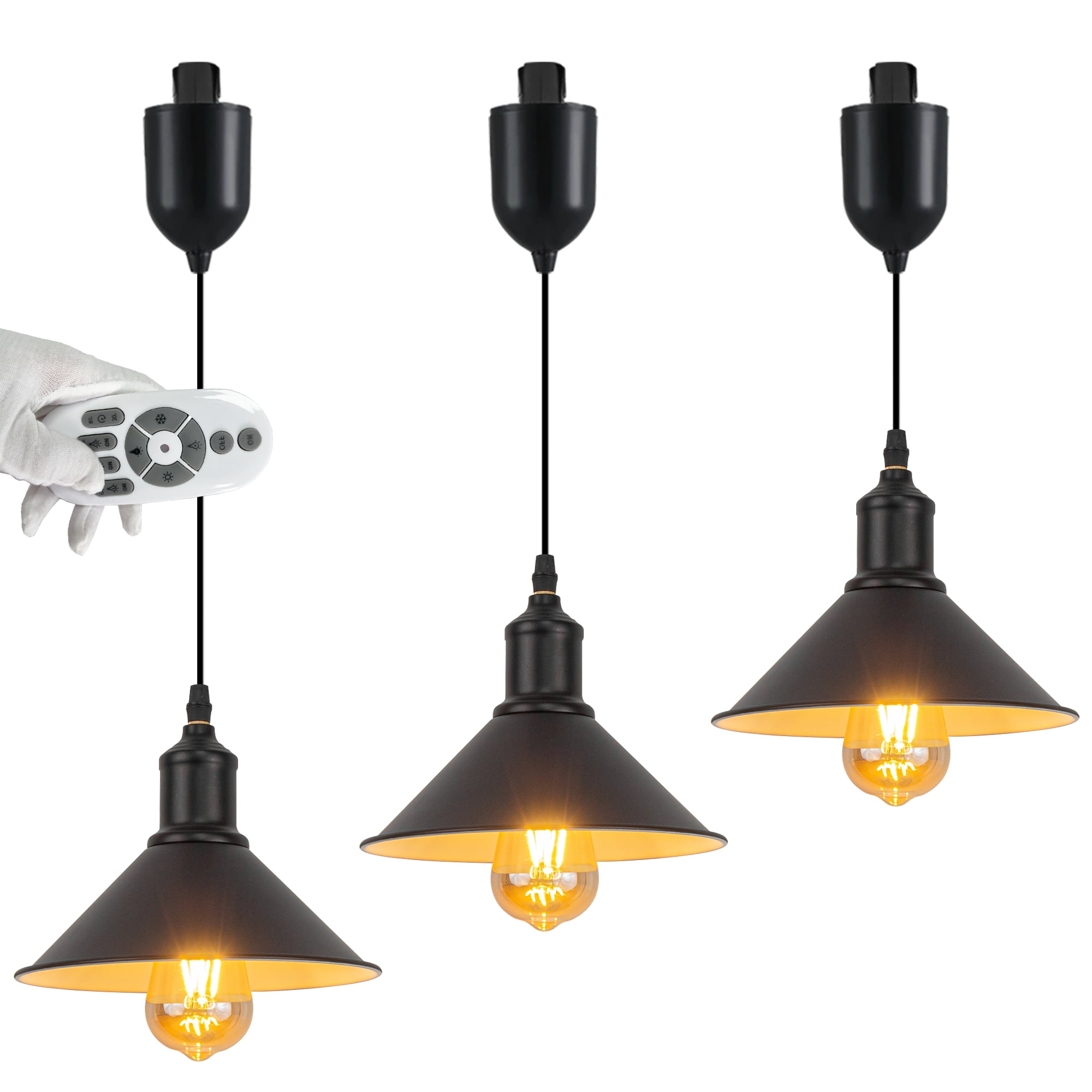FSLiving Adjustable Height H-Type Track Lighting with Matte Black Iron ...